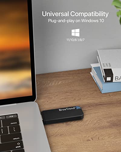 BrosTrend 1200Mbps USB WiFi Network Adapter for Laptop, Desktop PC of Windows 11/10/8/7, USB 3.0, Wireless Adaptador AC1200 Dual Band 5GHz/2.4GHz