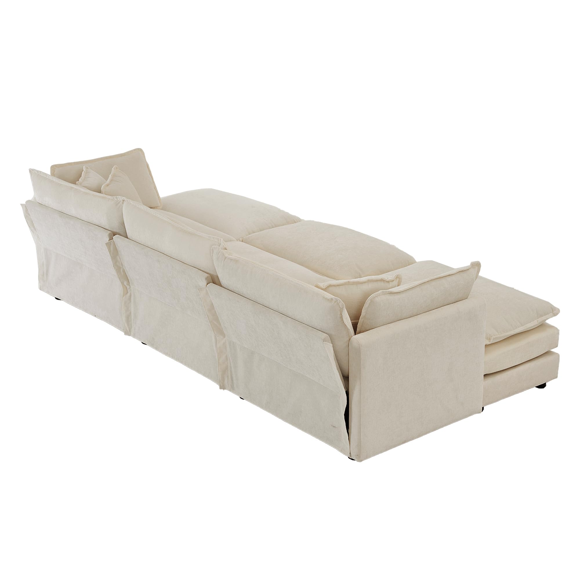 Chenille Upholstery Modular Sectional Sofa Set,U Shaped Convertible Couch with Reversible Chaise and Movable Ottomans,Free Combination Symmetrical Sofa&Couch Bed for Living Room (3 Singel+3 Ottomans)