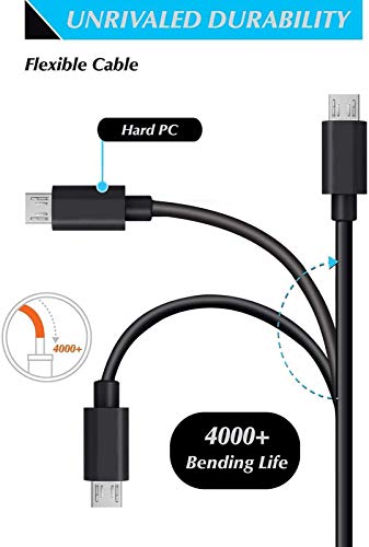 Micro USB Cable,Universal 3Pack 6ft Long Android Charger Cable, High Speed Sync Charger Cord and Micro USB Data Cord Wire for Samsung Galaxy S7 Edge, S7, S6 Edge,S6,Black