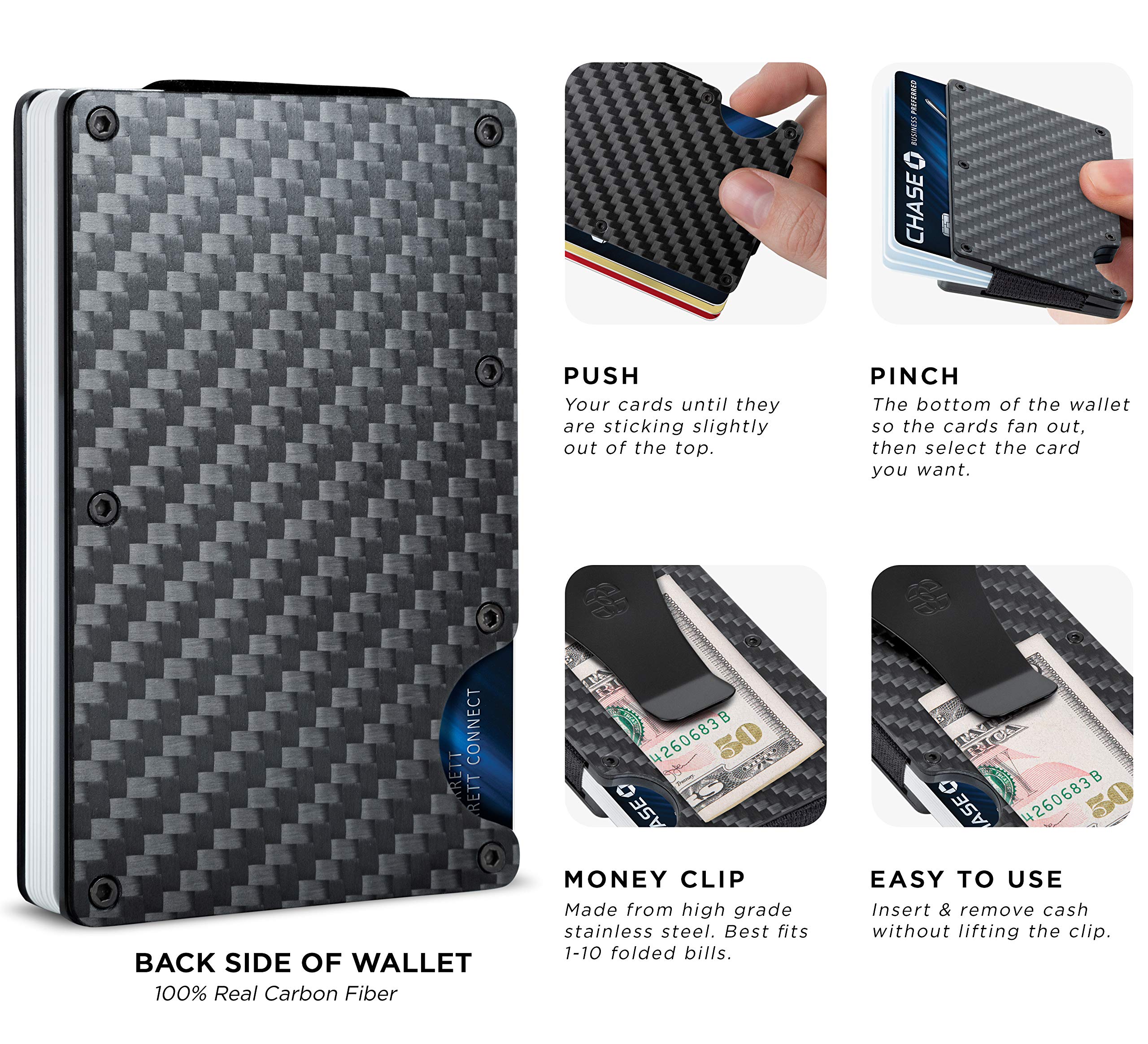 Suavell Slim Metal Wallet for Men - Minimalist Tactical Wallet - RFID Blocking Card Holder w Money Clip - Thin, Smart Wallet - Front Pocket Wallet - Aluminum Credit Card Holder (Black Element 2.0)