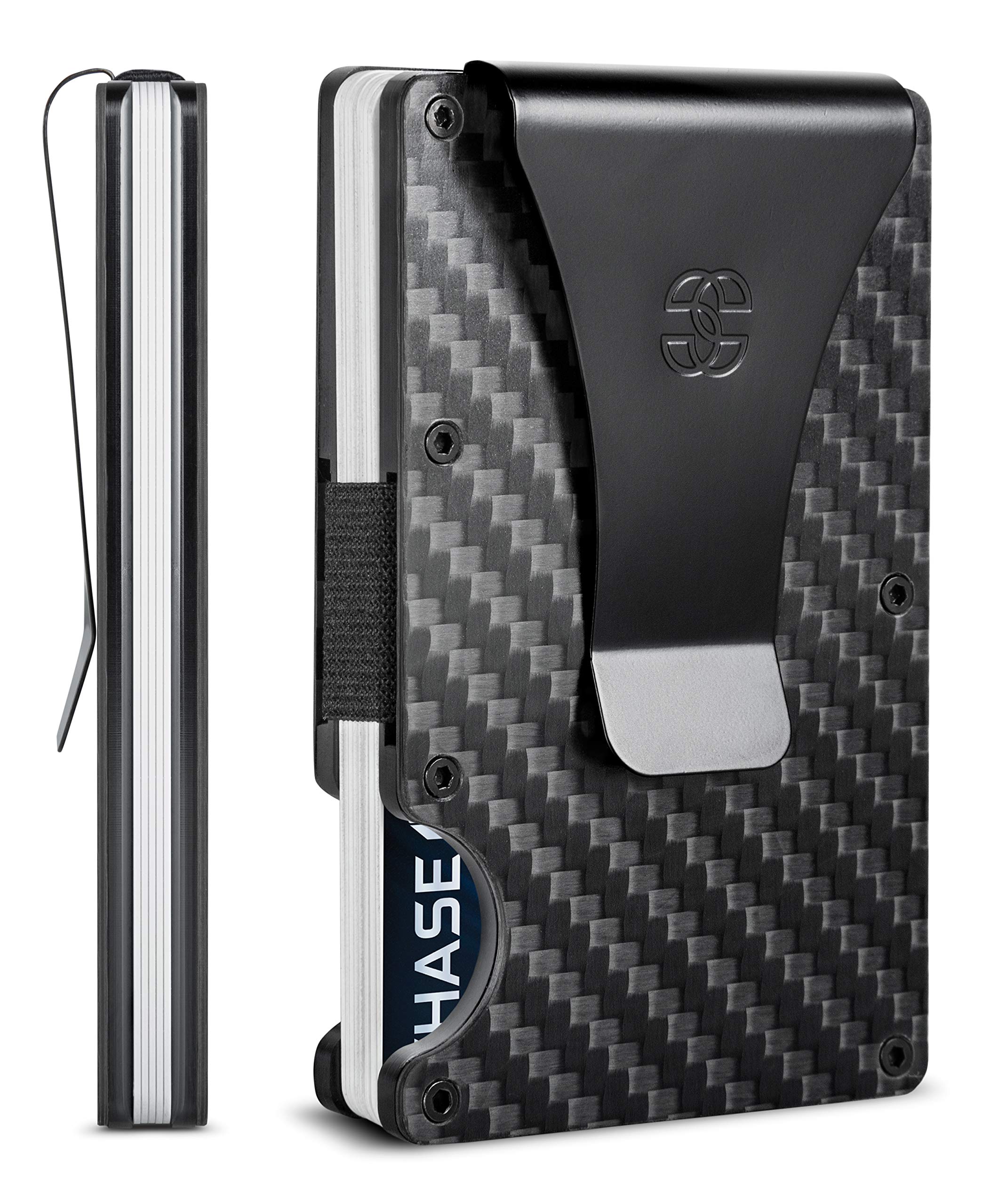 Suavell Slim Metal Wallet for Men - Minimalist Tactical Wallet - RFID Blocking Card Holder w Money Clip - Thin, Smart Wallet - Front Pocket Wallet - Aluminum Credit Card Holder (Black Element 2.0)