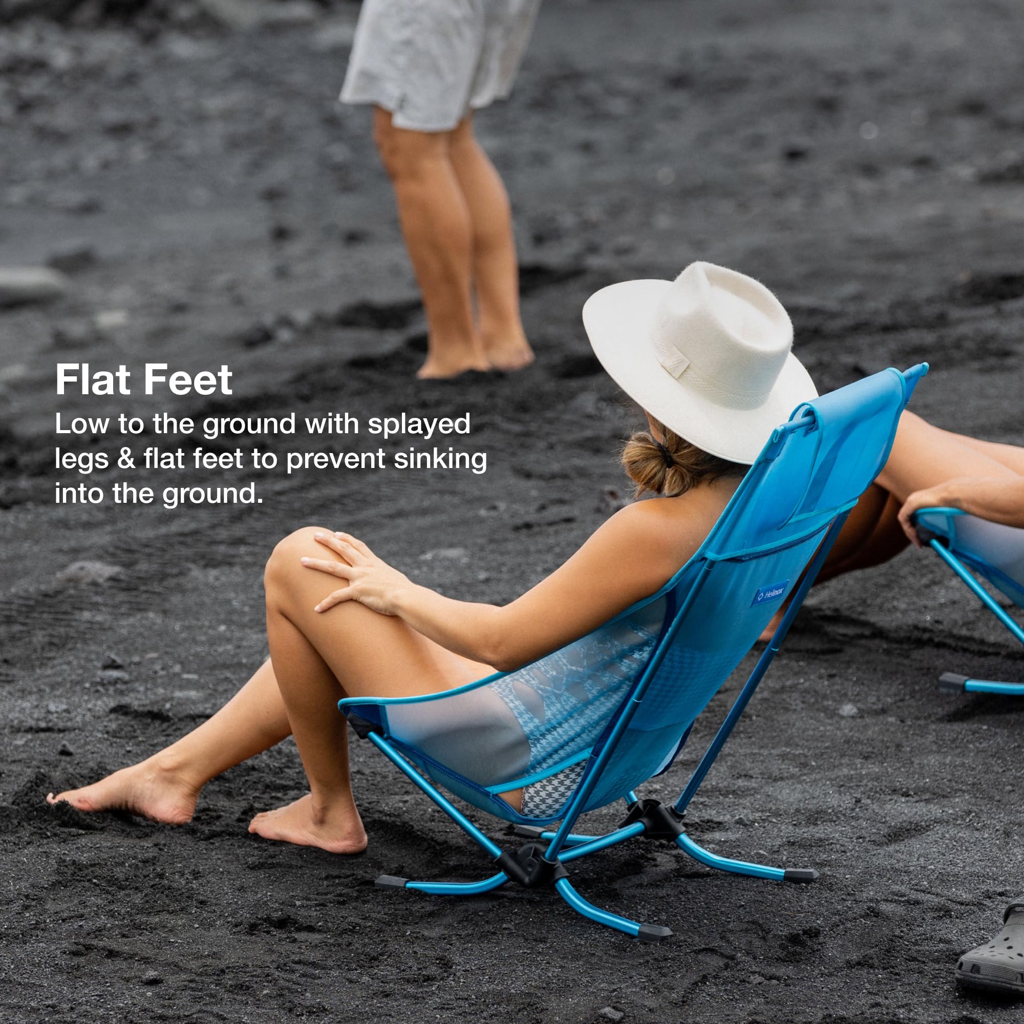 Helinox Beach Chair Lightweight, Lower-Profile, Compact, Collapsible Camping Chair, Black, with Pockets