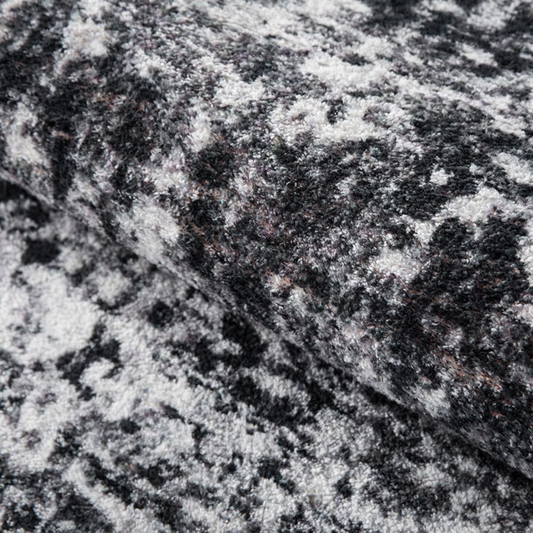 MeganJDesigns Francesca Collection Black and White 2x3 Marble Abstract Area Rug