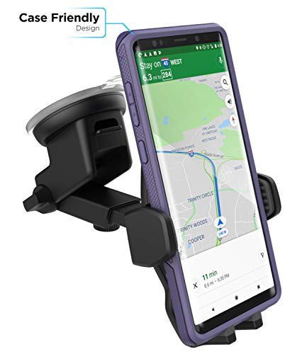 ENCASED Car Phone Holder for All Motorola and LG Smartphone Models, Ultra Grip Windshield + Dash Vehicle Cellphone Mount (Black)