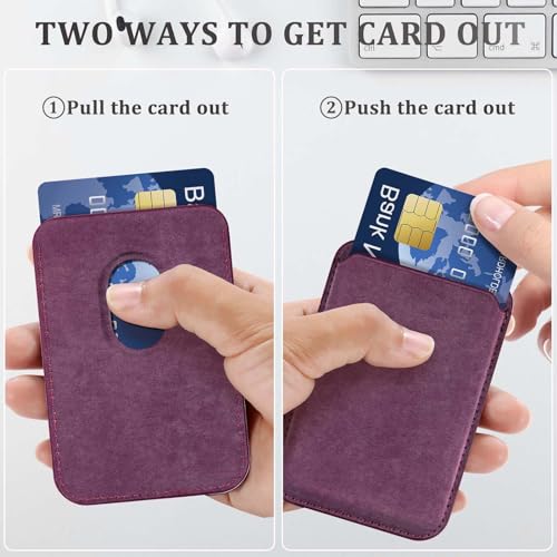 KPNEOL Magnetic Phone Wallet Compatibale with Magsafe Wallet, Finewoven Magnetic Card Holder RFID for Men, Slim Mag Wallet for iPhone 15/14/13/12 Series, Wine Red