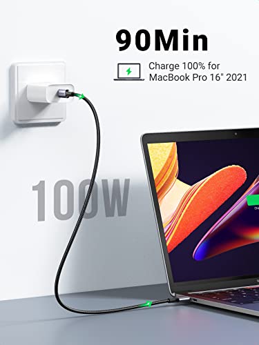 UGREEN 100W USB C to USB C Cable Type C Fast Charging Cable Compatible with MacBook Pro 2022, iPad Pro 2022, iPad Air 5, Samsung Galaxy S23/S22 Ultra, Pixel, Switch, etc. 6.6FT Black