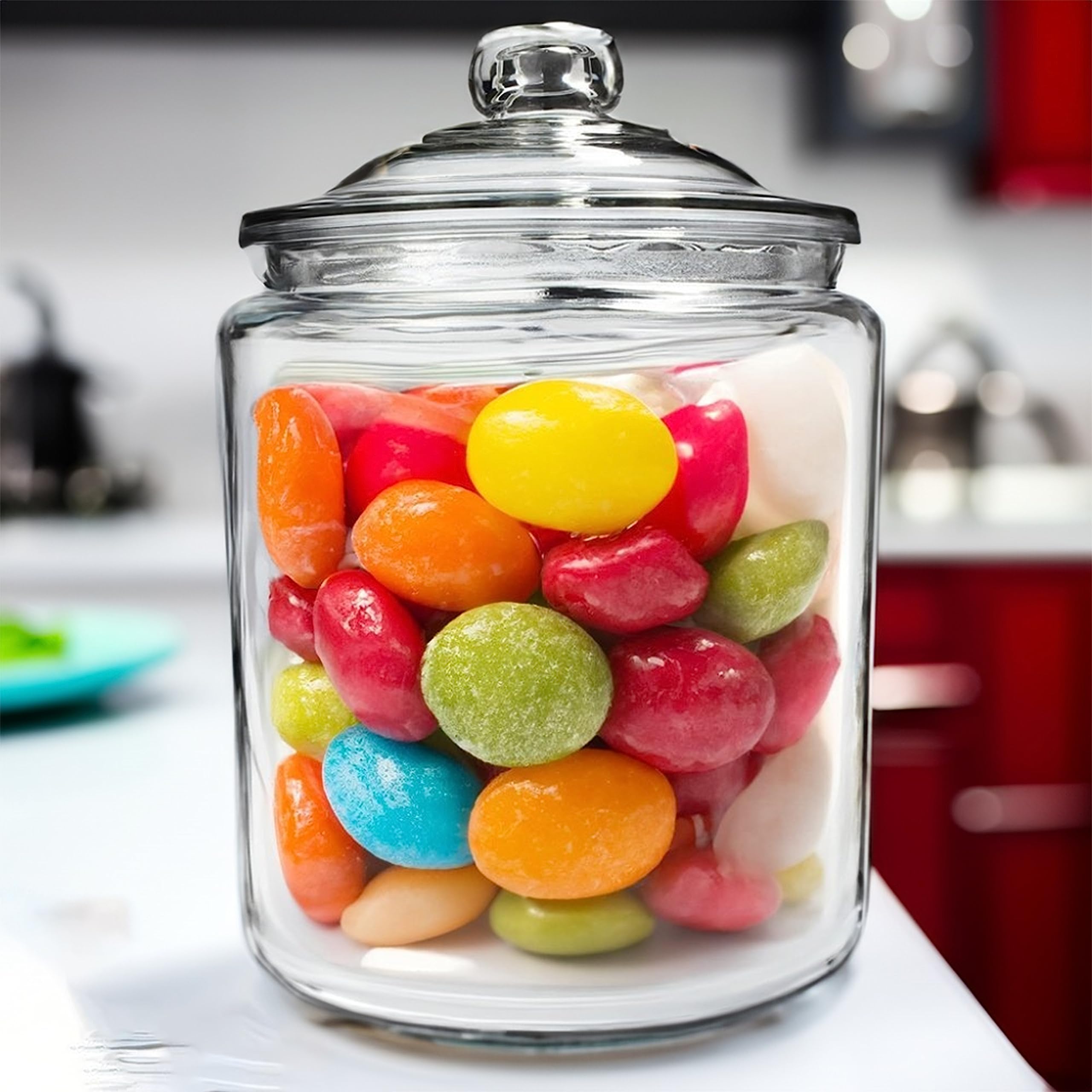 3 Pc 30oz Clear Glass Storage Jar with Lids - Airtight Food Jars - Glass Kitchen Containers for Pantry, Countertop