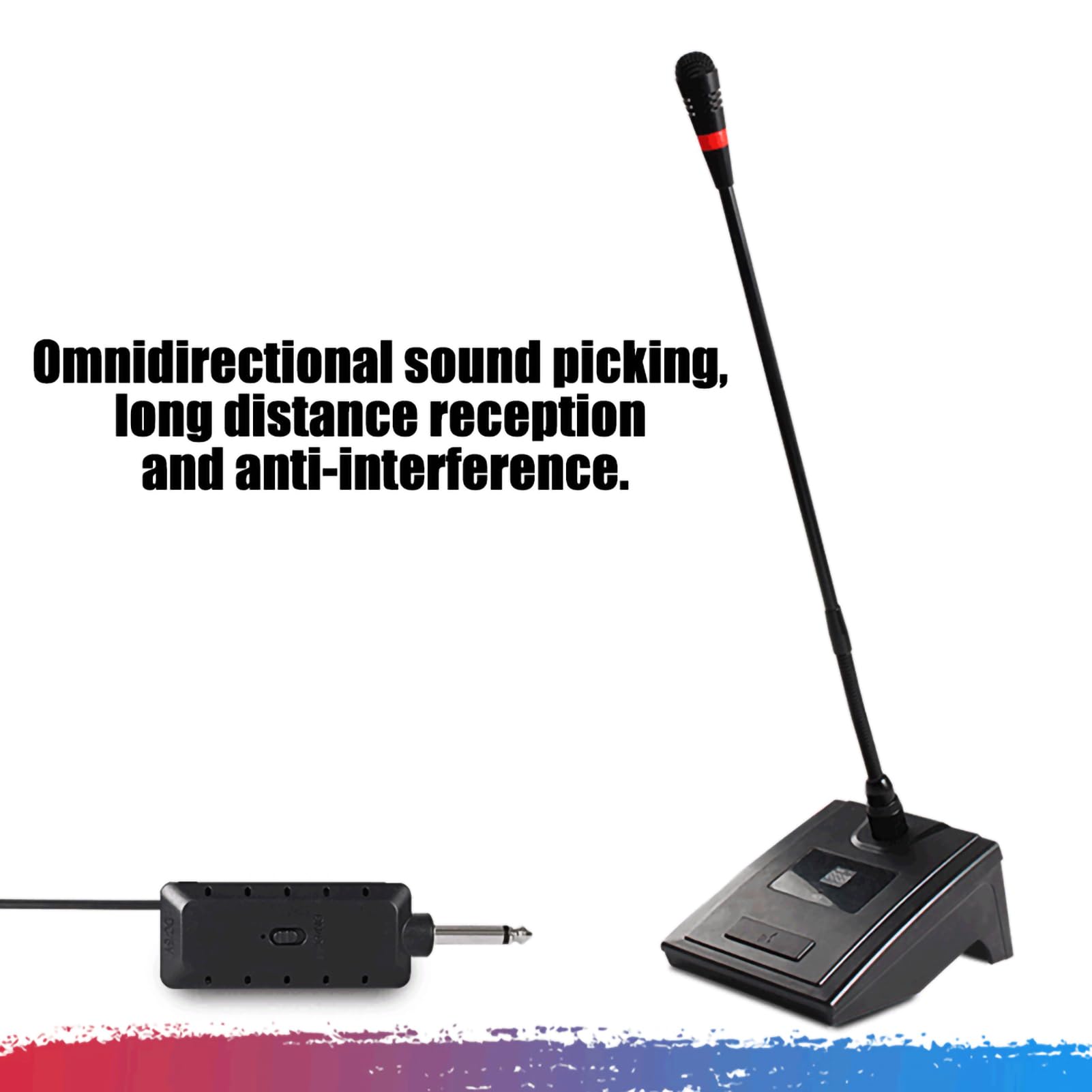 SYH&AQYE Gooseneck Wireless Microphone, 6.35 to 3.5mm Adapter Desktop Microphone, Table Mounted Condenser Mic for Conference, Studio Audio Recording