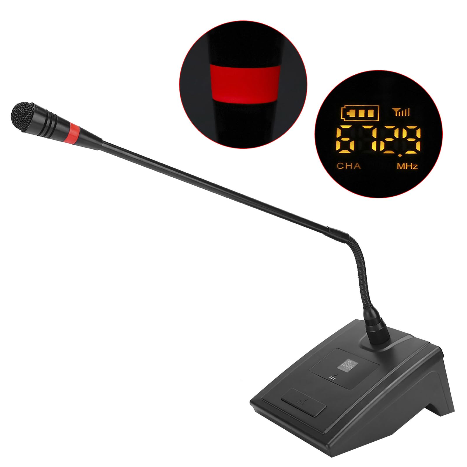 SYH&AQYE Gooseneck Wireless Microphone, 6.35 to 3.5mm Adapter Desktop Microphone, Table Mounted Condenser Mic for Conference, Studio Audio Recording