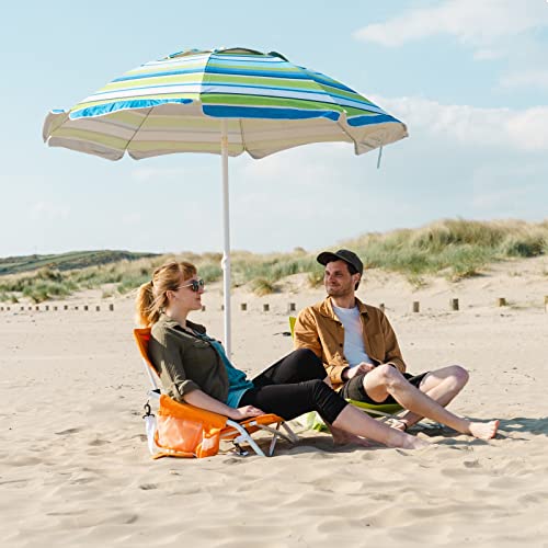 SUNNYFEEL Low Sling Beach Chair, Folding Low Mesh Reclining Back Low Seat Beach Chairs for Adults with Cup Holder,Carry Bag Padded Armrest for Sand Camping Lawn Concert Travel Festival (Pink)