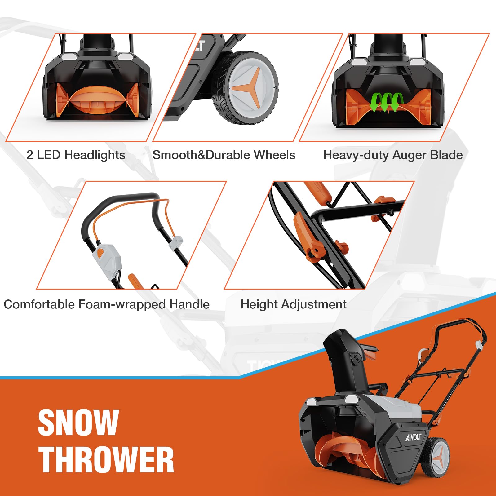 AIVOLT Cordless Snow Blower, 40V Battery Powered Snow Blower Kit, 21inch Brushless Motor Snow Remove Machine, w/ 2 x 4.0Ah Batteries and Dual Port Charger
