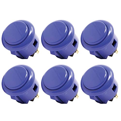 Sanwa 6 pcs OBSF-30 Original Push Button 30mm - for Arcade Jamma Video Game & Arcade Joystick Games Console (Dark Blue), Use for Arcade Game Machine Cabinet S@NWA
