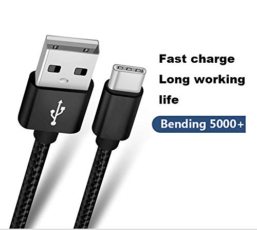 RoFI USB Type C Cable, [2Pack] 6FT USB C Cable Nylon Braided Fast Charging for Galaxy S10 S9 S8 Plus Note 9 8, Pixel, Moto Z, LG V30 V20 G5, Xperia, Switch and More (Black, 6 FT)