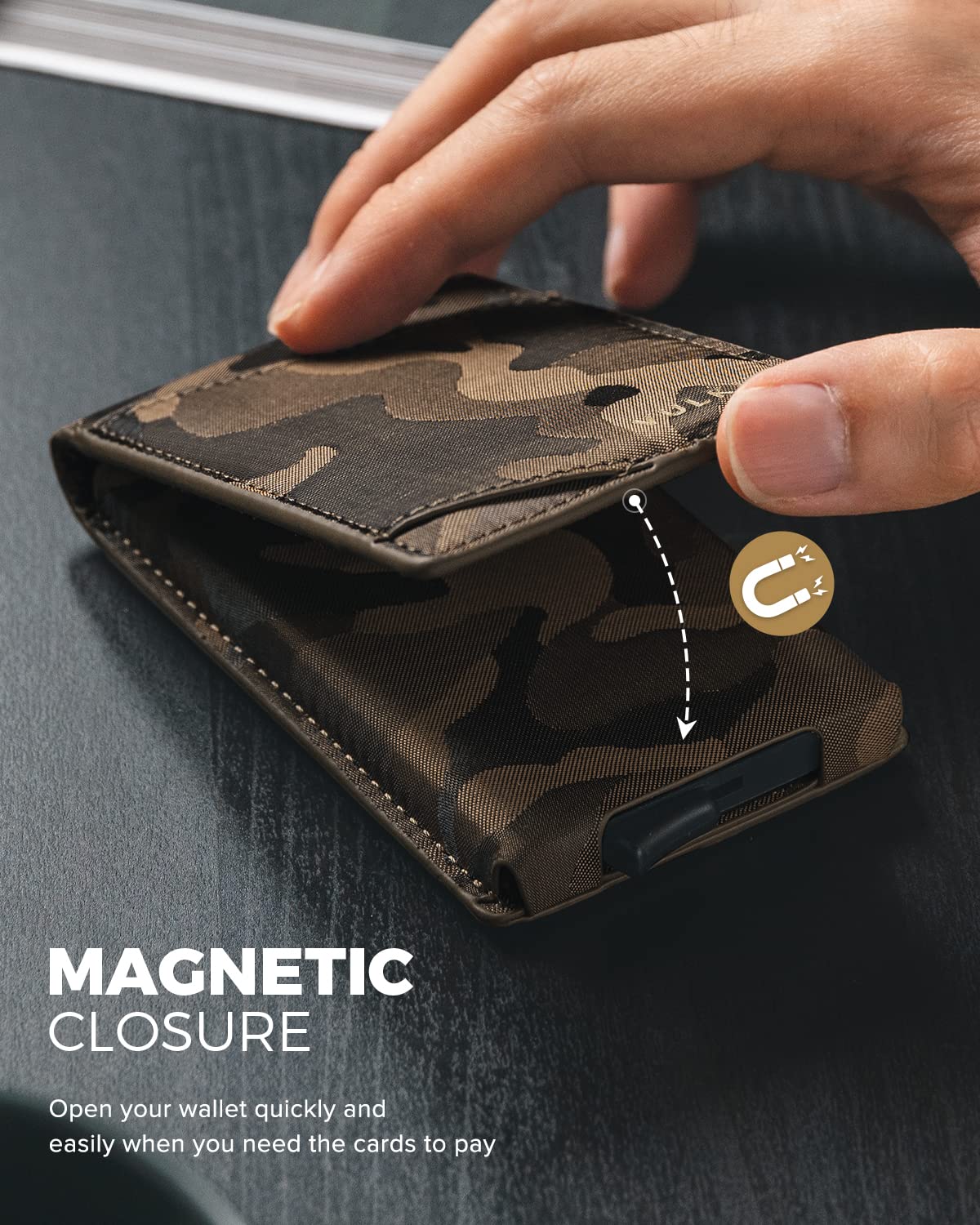 VULKIT Pop Up Wallet for Men, Credit Card Holder Minimalist Slim Bifold Wallets RFID Blocking with Gift Box Desert Camouflage