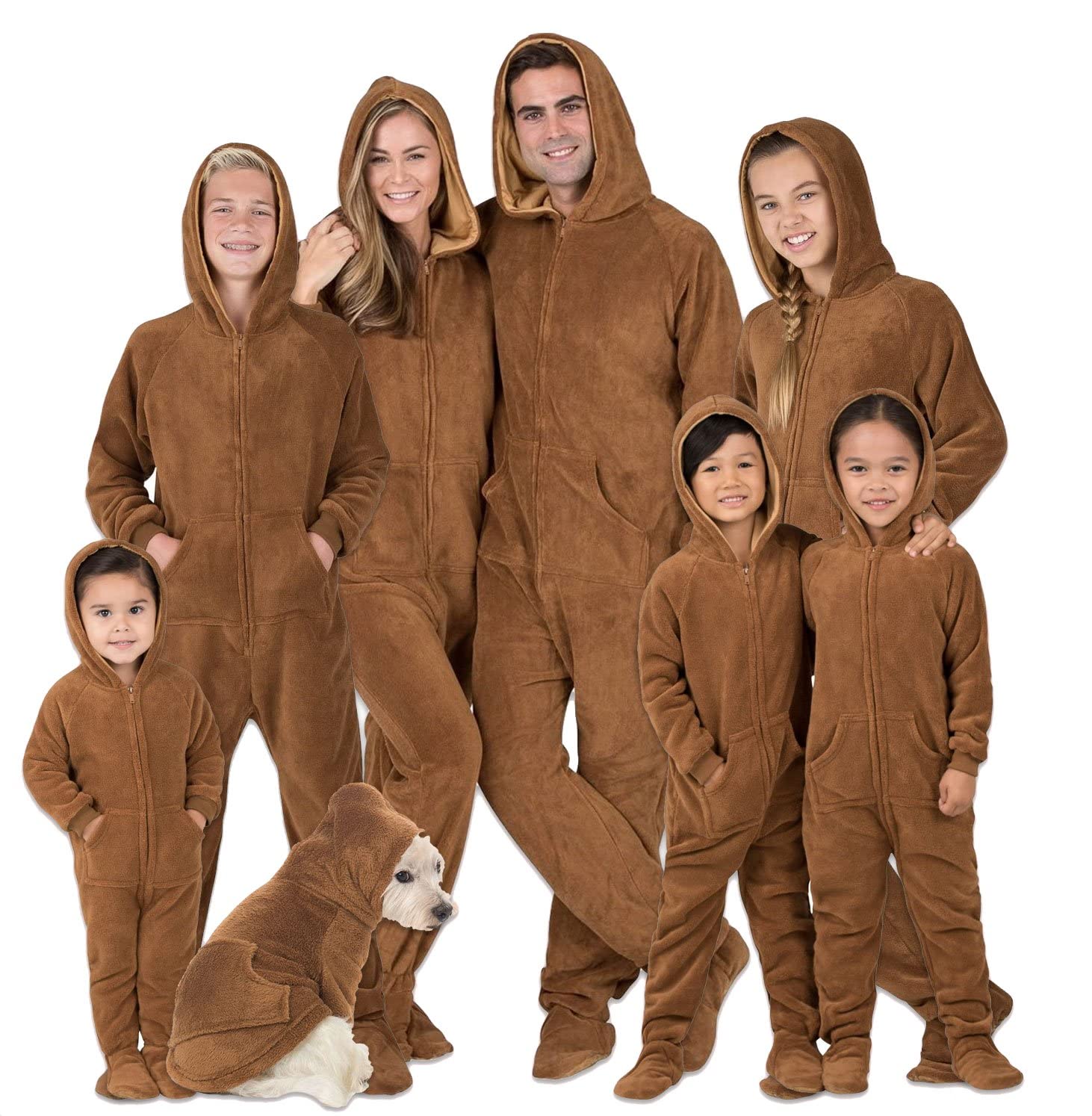 Footed Pajamas - Family Matching Chocolate Brown Hoodie One Pieces for Boys, Girls, Men, Women and Pets - Infant - XLarge (Fits 12-18mos.)