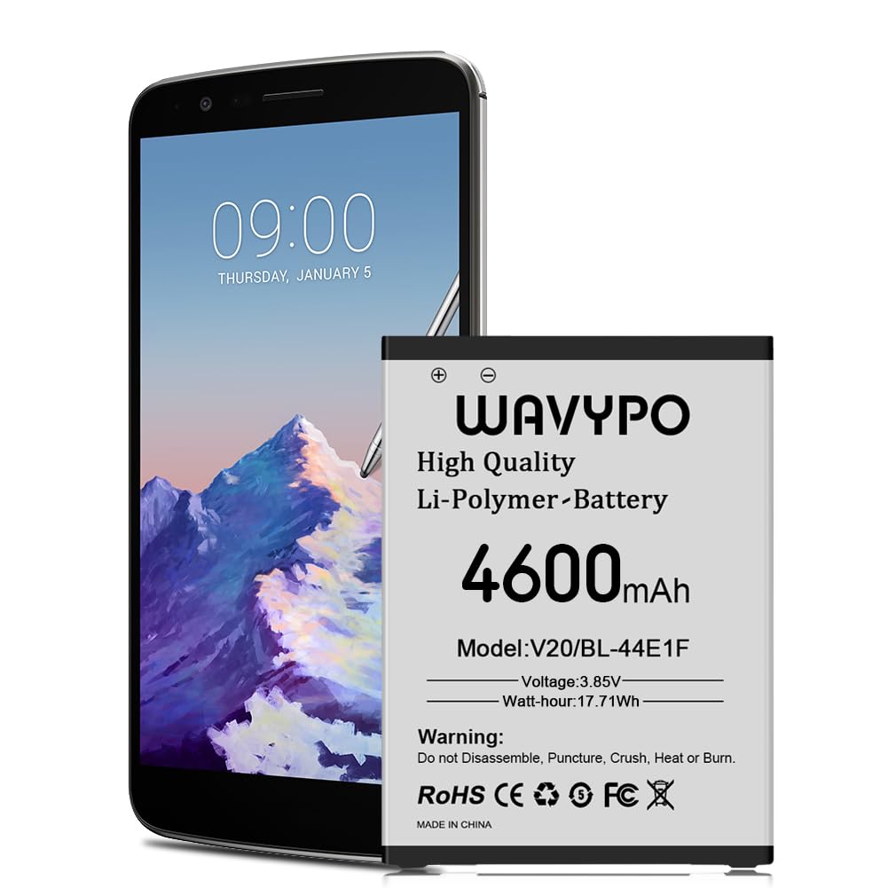 WAVYPO [4600mAh] Battery for LG Stylo 3, Upgraded Replacement Battery for LG Stylo 3, LG Stylo 3 Plus, H910, LG V20 BL-44E1F Spare Battery