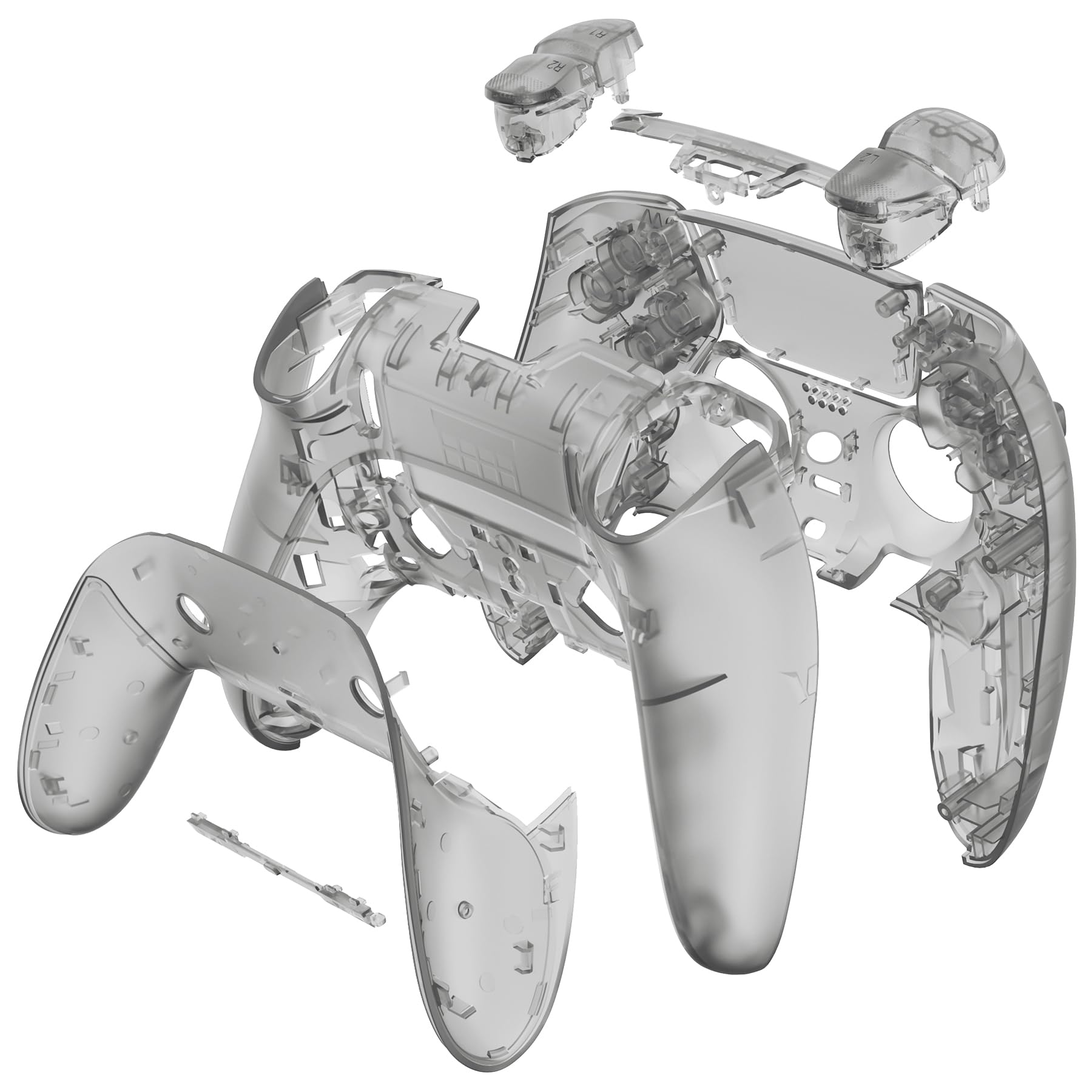 eXtremeRate Full Set Shell with Buttons Touchpad Compatible with ps5 Edge Controller, Clear Black Custom Replacement Decorative Trim Shell Front Back Plates Compatible with ps5 Edge Controller