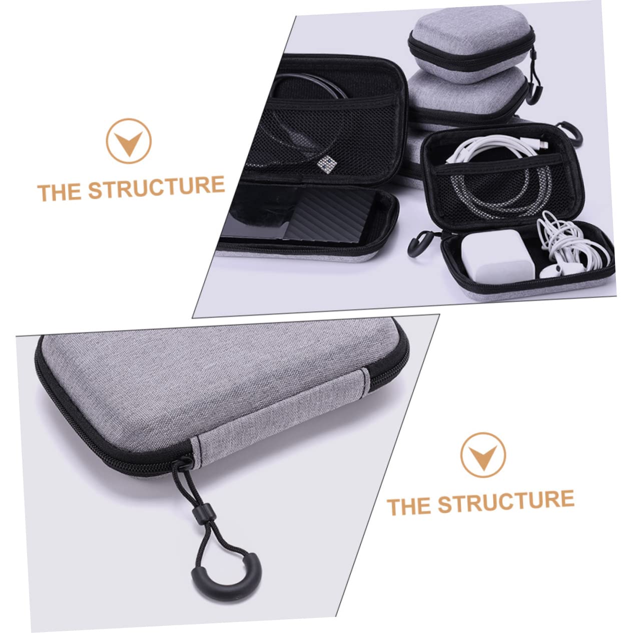 FAVOMOTO 4 Pcs Multifunctional Storage Bag Wireless Mic Bag Portable Wireless Mic Case Usb Guitar Cable Wireless Headset Microphone Headphone Pouch Lapel Storage Box Travel Eva Outdoor