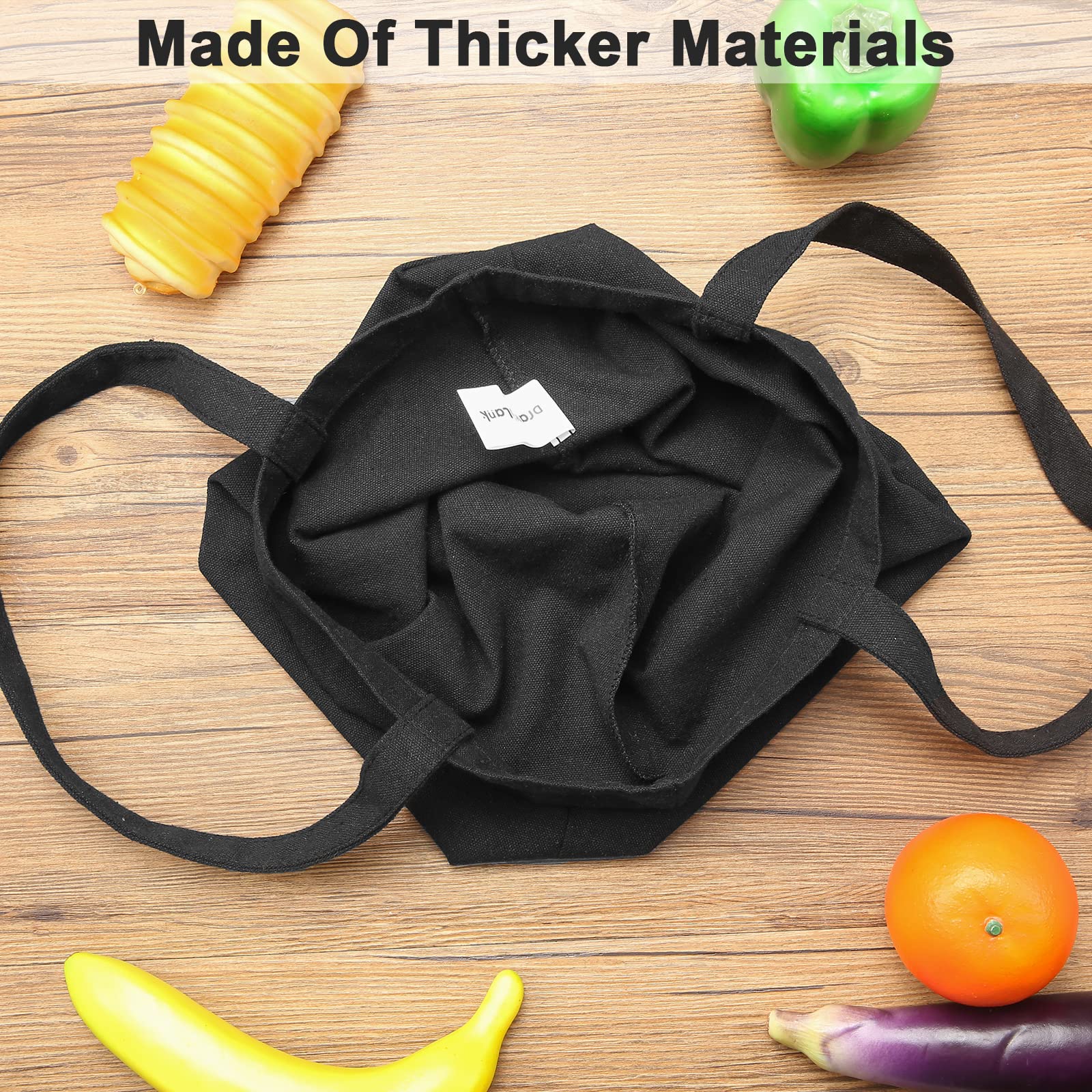 Canvas Tote Bags. (12-pack) Pack Lightweight blank Recycled canvas tote Reusable Cotton Polyester Grocery eco friendly, Suitable for DIY, Gift,Promotion, Activtiy ,Washable, black