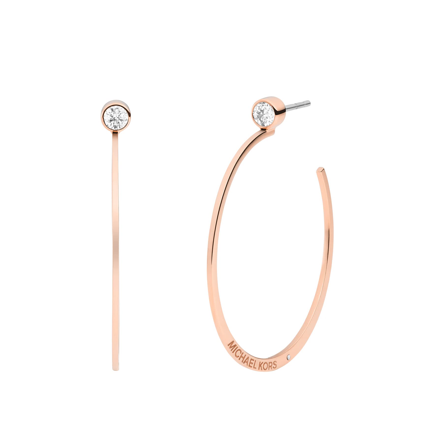 Michael Kors Stainless Steel and Cubic Zirconia Hoop Earrings for Women, Color: Rose Gold (Model: MKJ7905791)