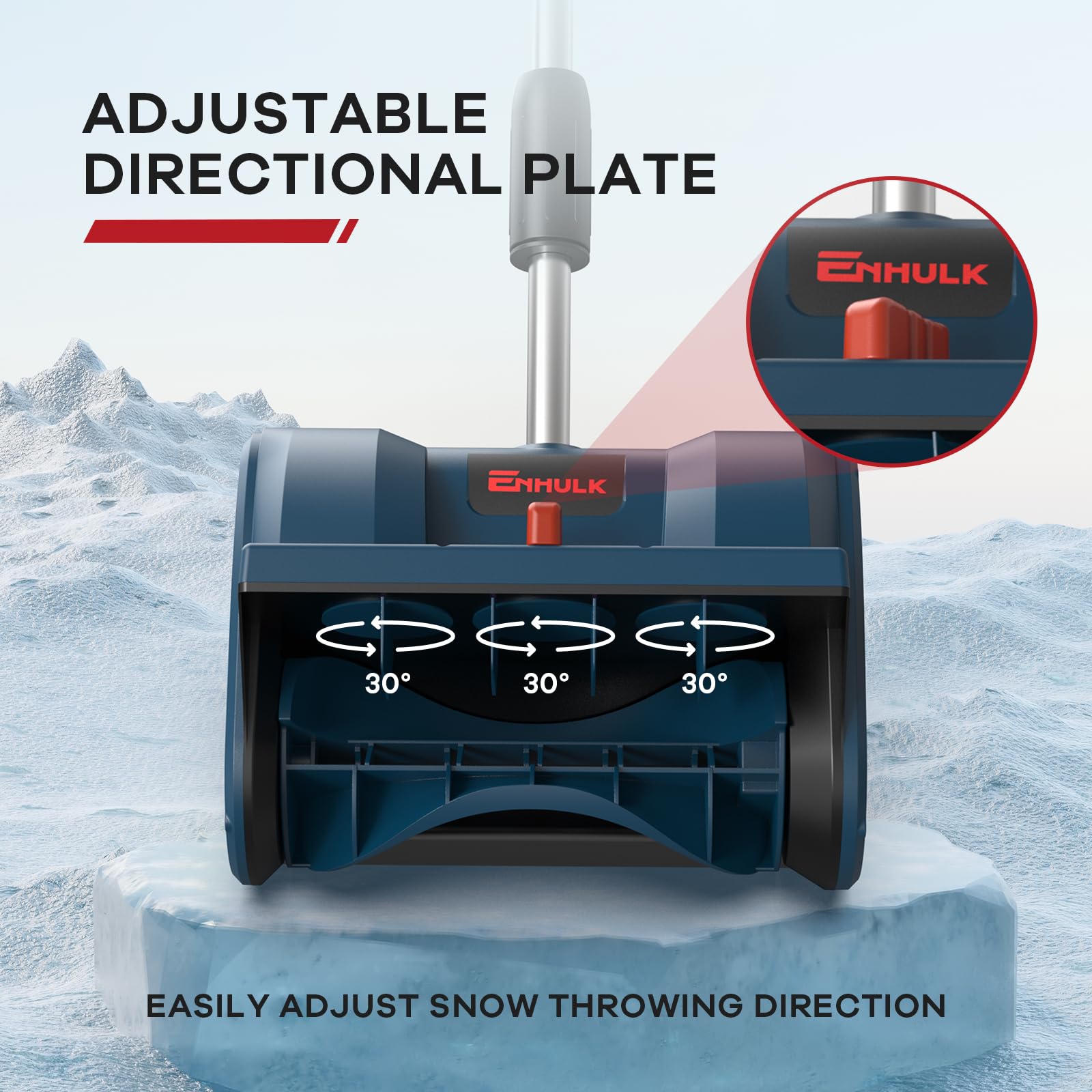 Enhulk Cordless Snow Shovel, 20V | 12-Inch Cordless Snow Blower, Battery Powered Snow Blower with Directional Plate & Adjustable Front Handle (2 Batteries & Quick Charger Included)