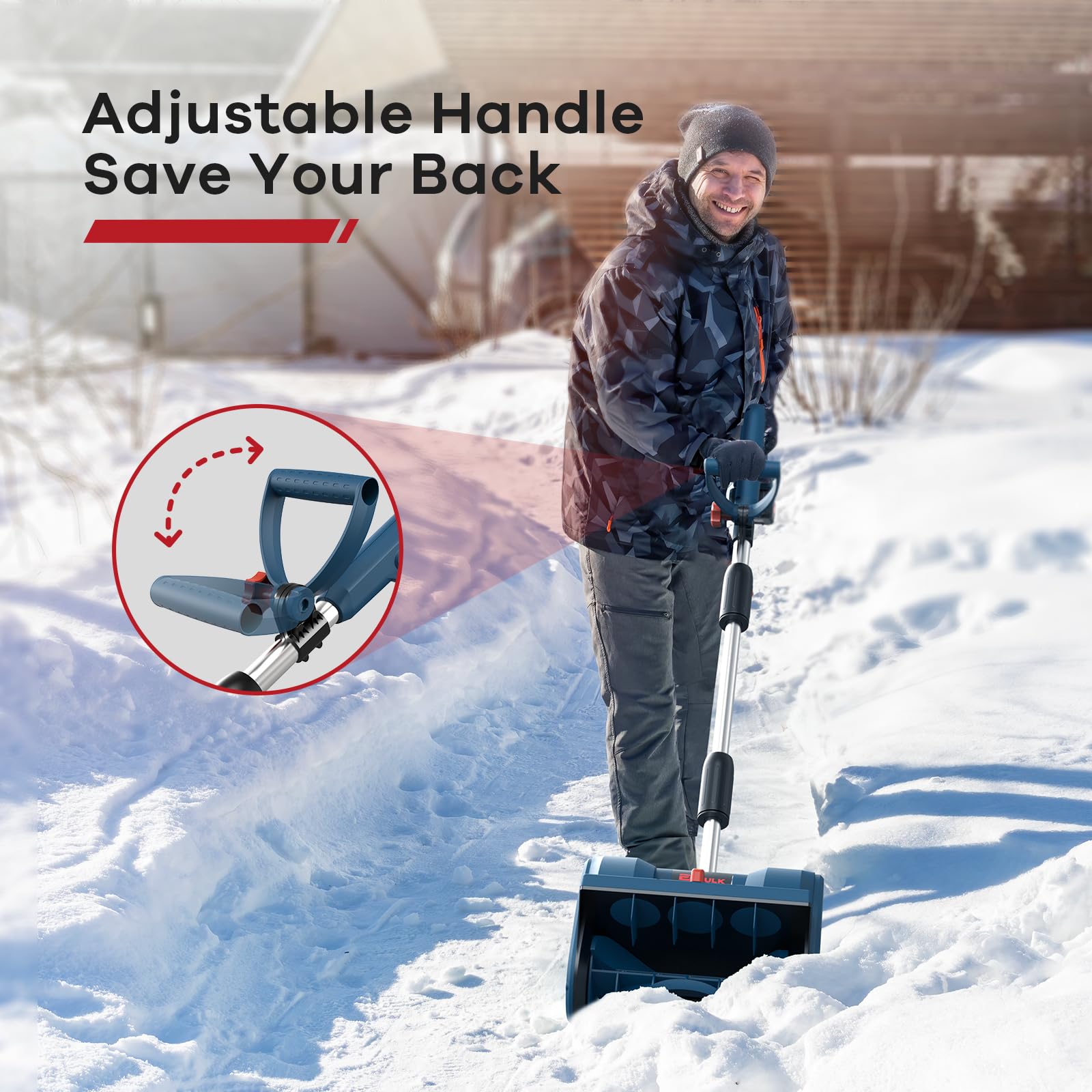 Enhulk Cordless Snow Shovel, 20V | 12-Inch Cordless Snow Blower, Battery Powered Snow Blower with Directional Plate & Adjustable Front Handle (2 Batteries & Quick Charger Included)