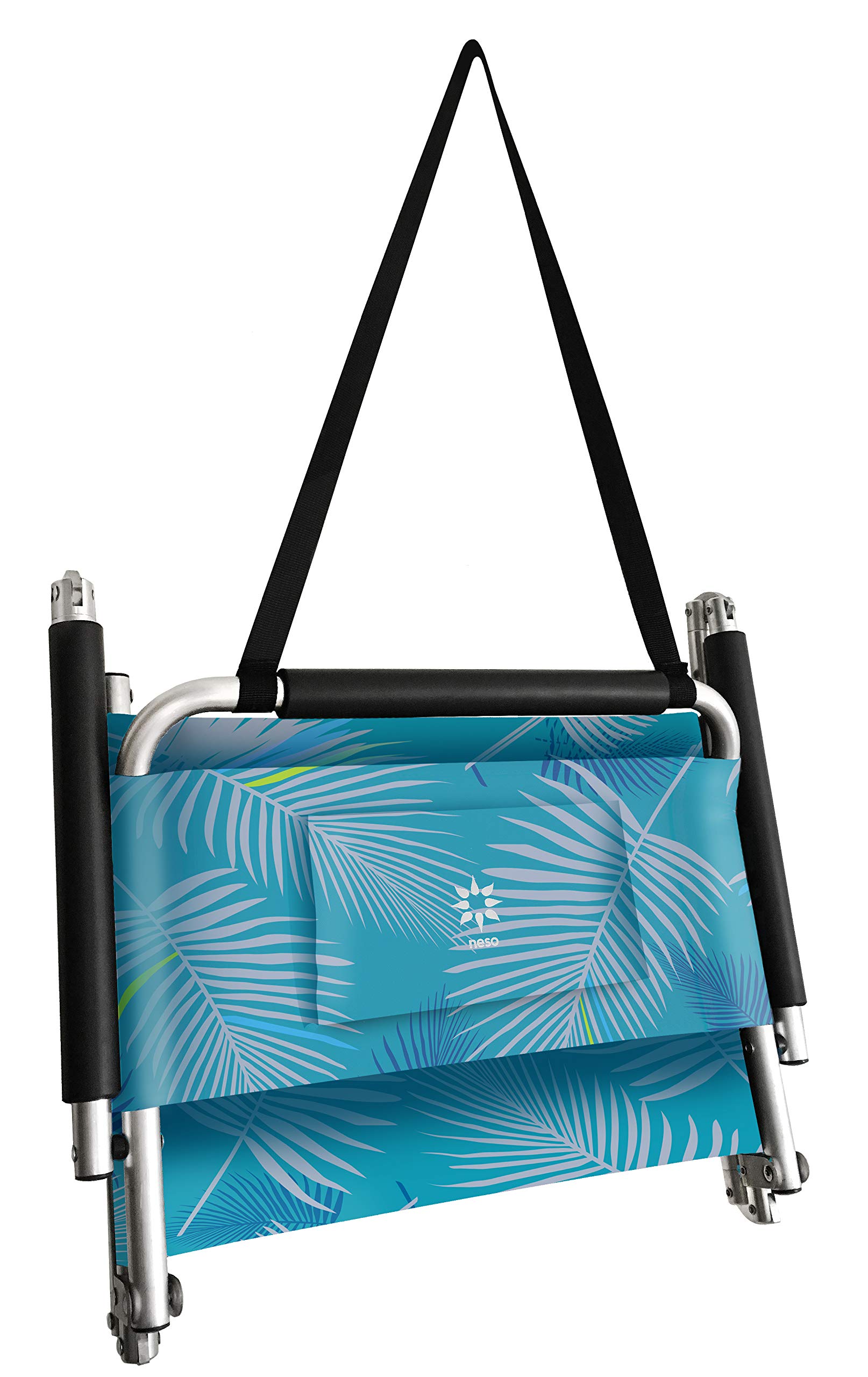 2 Pack of Neso Lightweight Water Resistant Beach Chairs with Shoulder Strap and Slip Pocket - Folds Thin (Aqua Fronds)