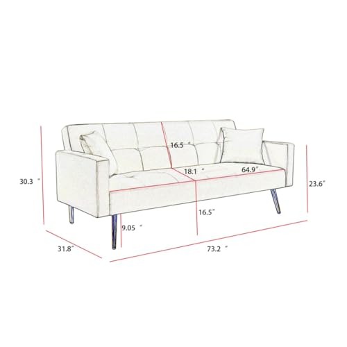 MMLLZEL Convertible Fabric Folding Futon Sofa Bed, Sleeper Sofa Couch for Compact Living Space.