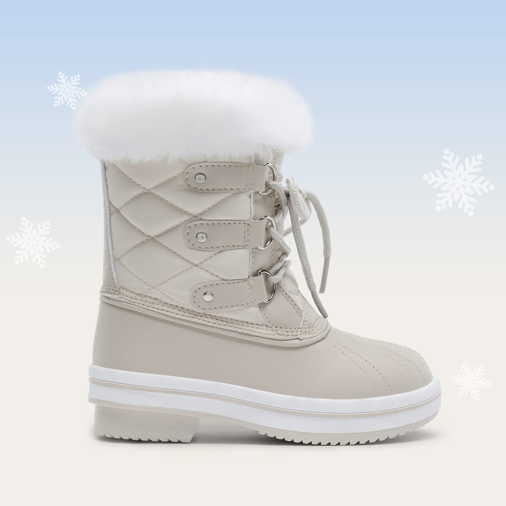 DREAM PAIRS Boys Girls Winter Snow Boots for Little Big Kids Off-White Size 1 Little Kid SDSB2225K