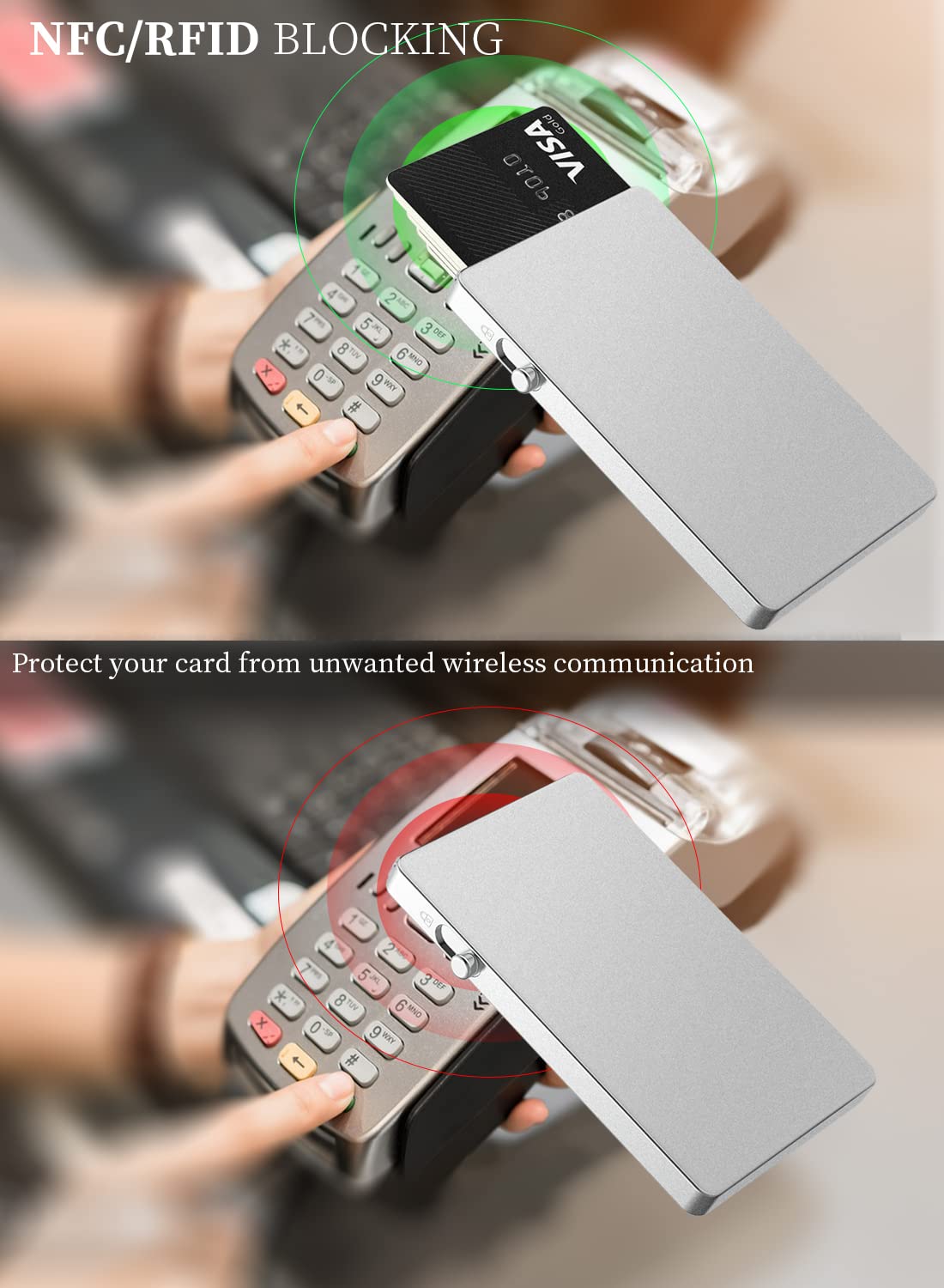 SMRA Slim Card Holder Wallet, Metal Pop Up Credit Card Wallet for men and women, Aluminium RFID Blocking for Quick Bank Card Access, Front Pocket Card Holds 5 Cards - Silver