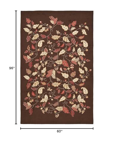MARTHA STEWART x SAFAVIEH MARTHA STEWART Hand Tufted Autumn Woods Francesca Black Wool Rug, Francesca Black, 5' x 8'