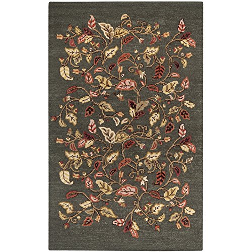 MARTHA STEWART x SAFAVIEH MARTHA STEWART Hand Tufted Autumn Woods Francesca Black Wool Rug, Francesca Black, 5' x 8'