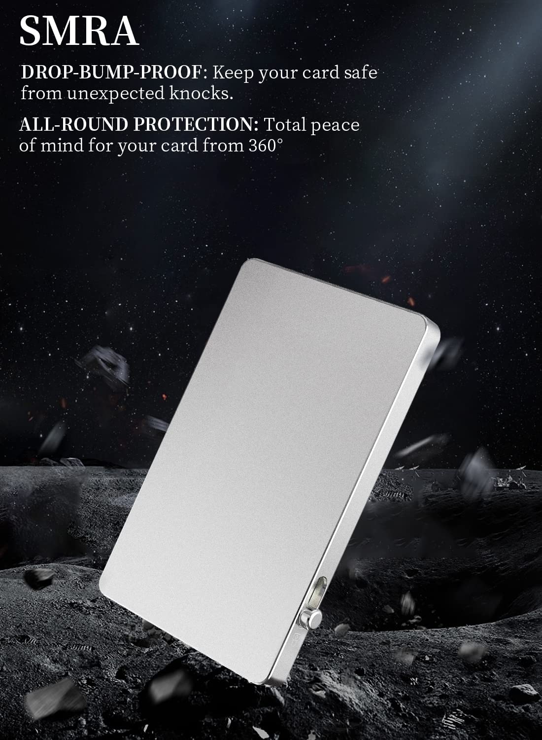 SMRA Slim Card Holder Wallet, Metal Pop Up Credit Card Wallet for men and women, Aluminium RFID Blocking for Quick Bank Card Access, Front Pocket Card Holds 5 Cards - Silver