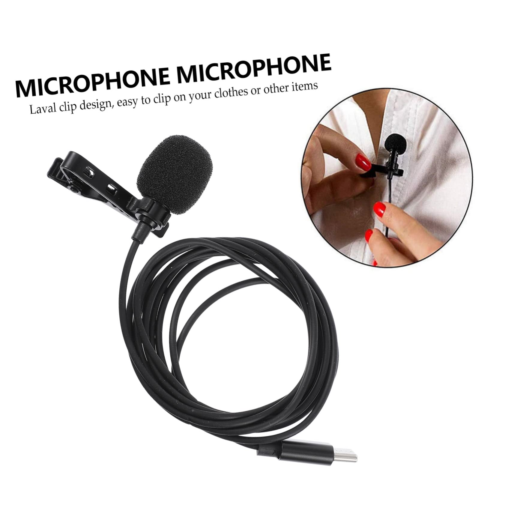 ERINGOGO Lavalier Microphone Mini USB Microphone Wireless Lavalier Mic Lapel Microphone Omnidirectional Lavalier Mic Omnidirectional Microphone Collar Clip Microphone USB-c Microphone TPE