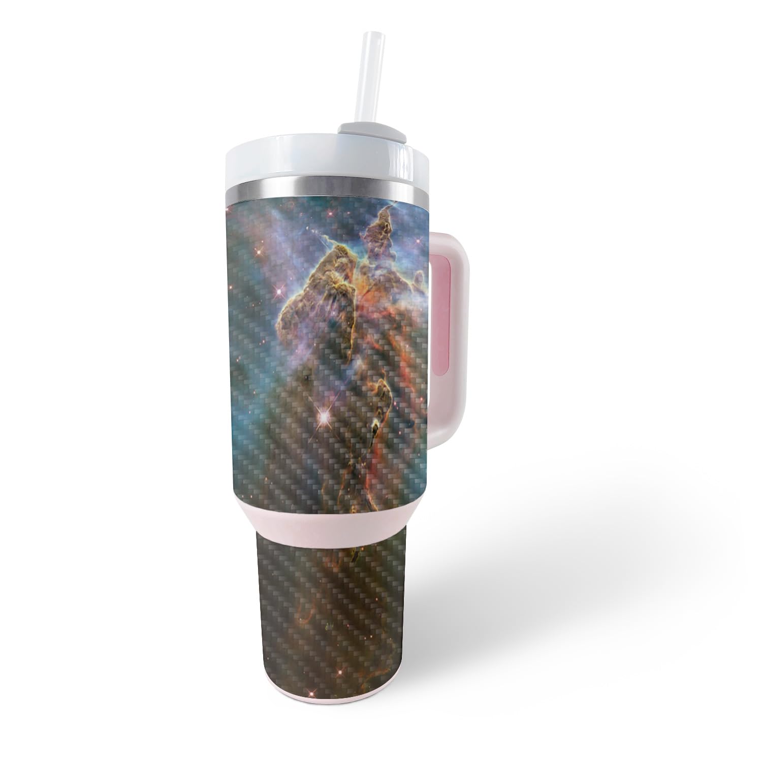 MightySkins Carbon Fiber Skin Compatible with Stanley The Quencher H2.0 FlowState 40 Oz Tumbler - Eagle Nebula | Protective, Durable Textured Carbon Fiber Finish | Easy to Apply