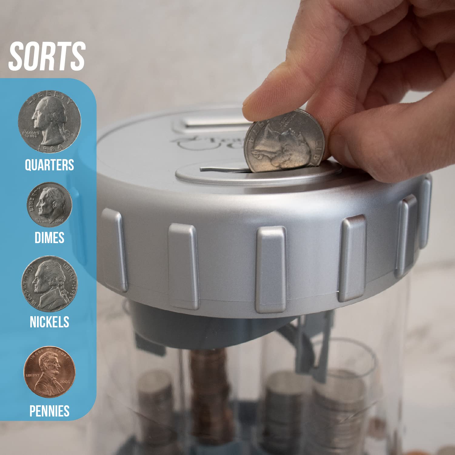 Digital Coin Counter Automatic Coin Sorter - 2020 Version - Digitally Keeps Count of and Automatically Sorts U.S. Coins into Individual Tubes with 20 Coin Wrappers Included