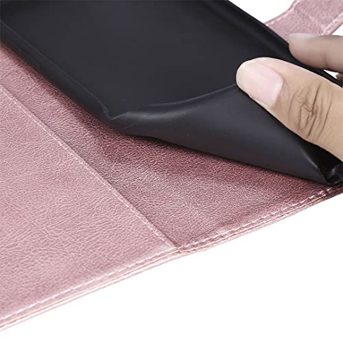 SATURCASE Case for LG V20, Classical PU Leather Flip Magnet Wallet Stand Card Slots Protective Cover with Hand Strap for LG V20 (XD-Rose Gold)