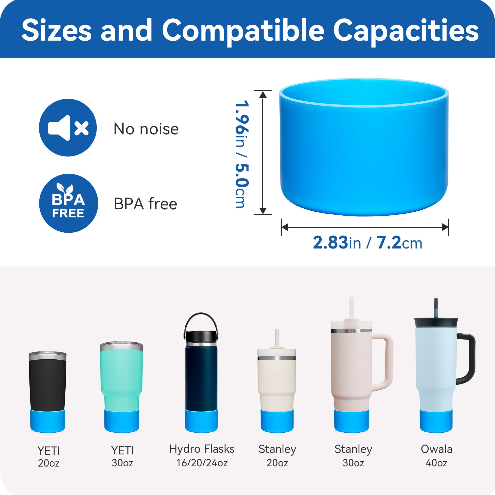 Prurex 2 PCS Silicone Protective Boot Compatible with Stanley Quencher H2.0 20 &30 oz,Bottom Sleeve Cover Fits All 2.75-2.85" Bottom Bottle & Tumblers, Anti-Slip, BPA-Free (Rose Red)