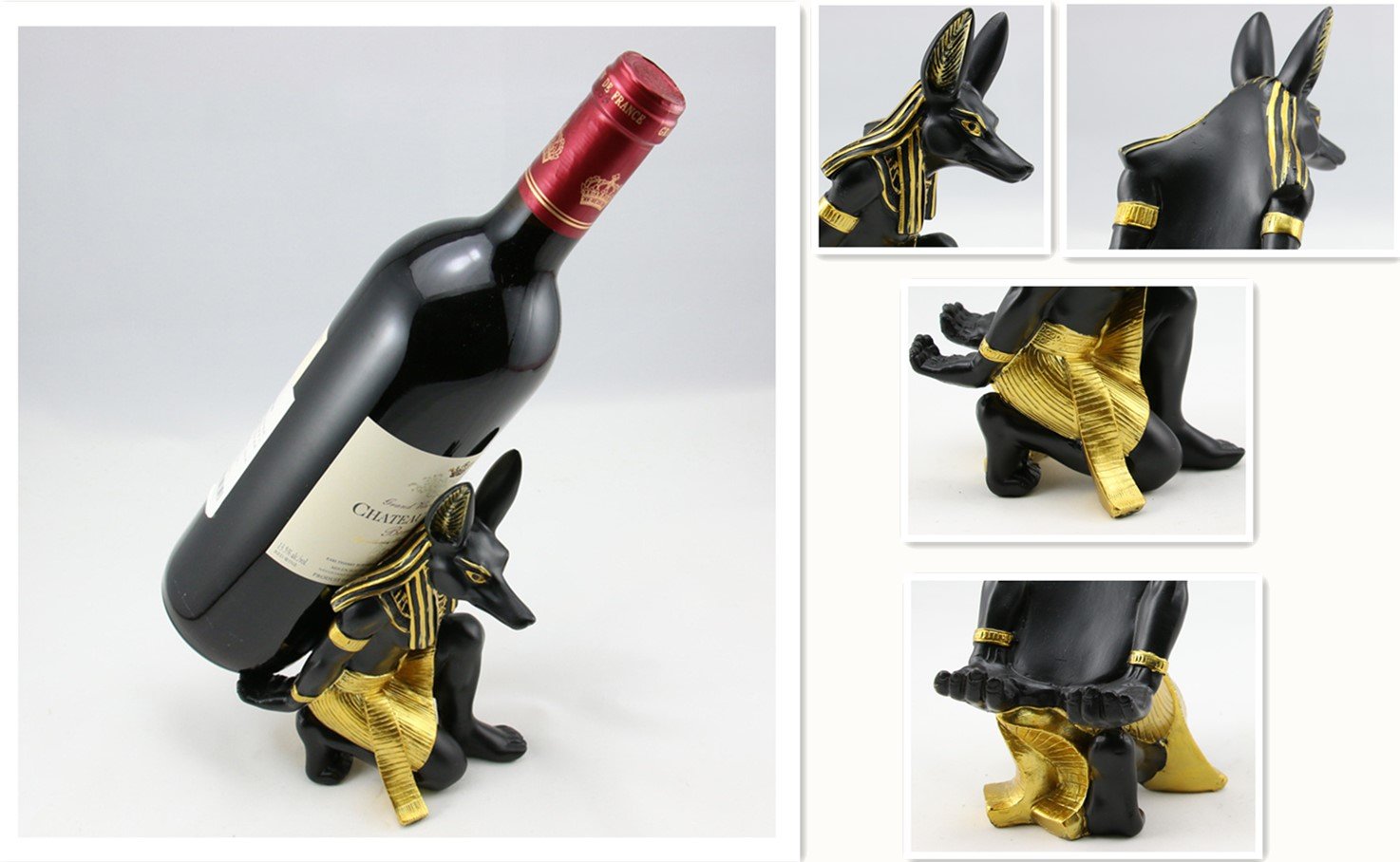 Fantasee Anubis God Wine Rack Holder Ancient Egyptian Deity Wine Bottle Stand Rack Premium Resin Material Novelty Gift for Kitchen Home Room Decoration (Resin - Anubis)
