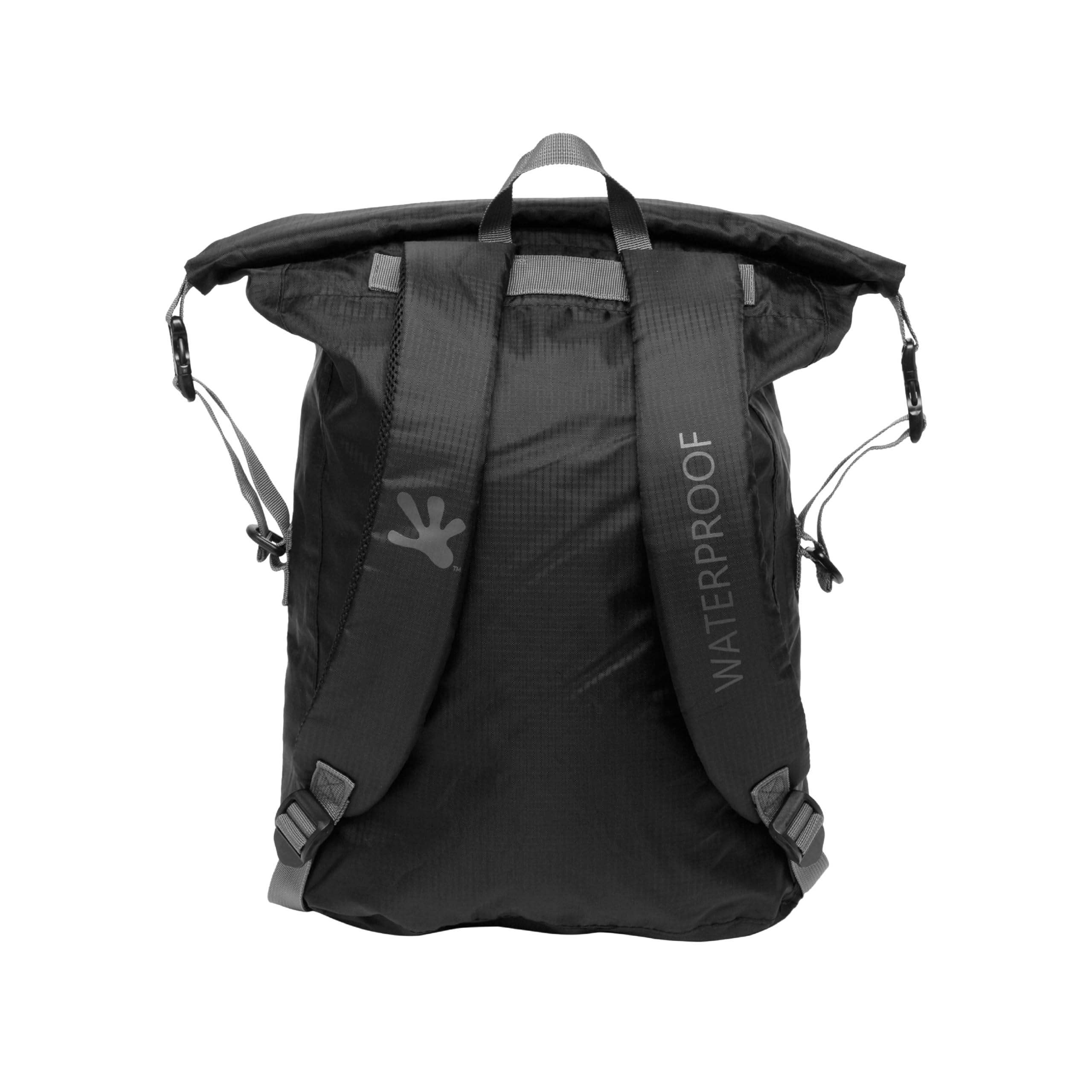 geckobrands Lightweight 30L Waterproof Backpack, Black/Grey - Watertight Backpack for Hiking and Light Water Activities