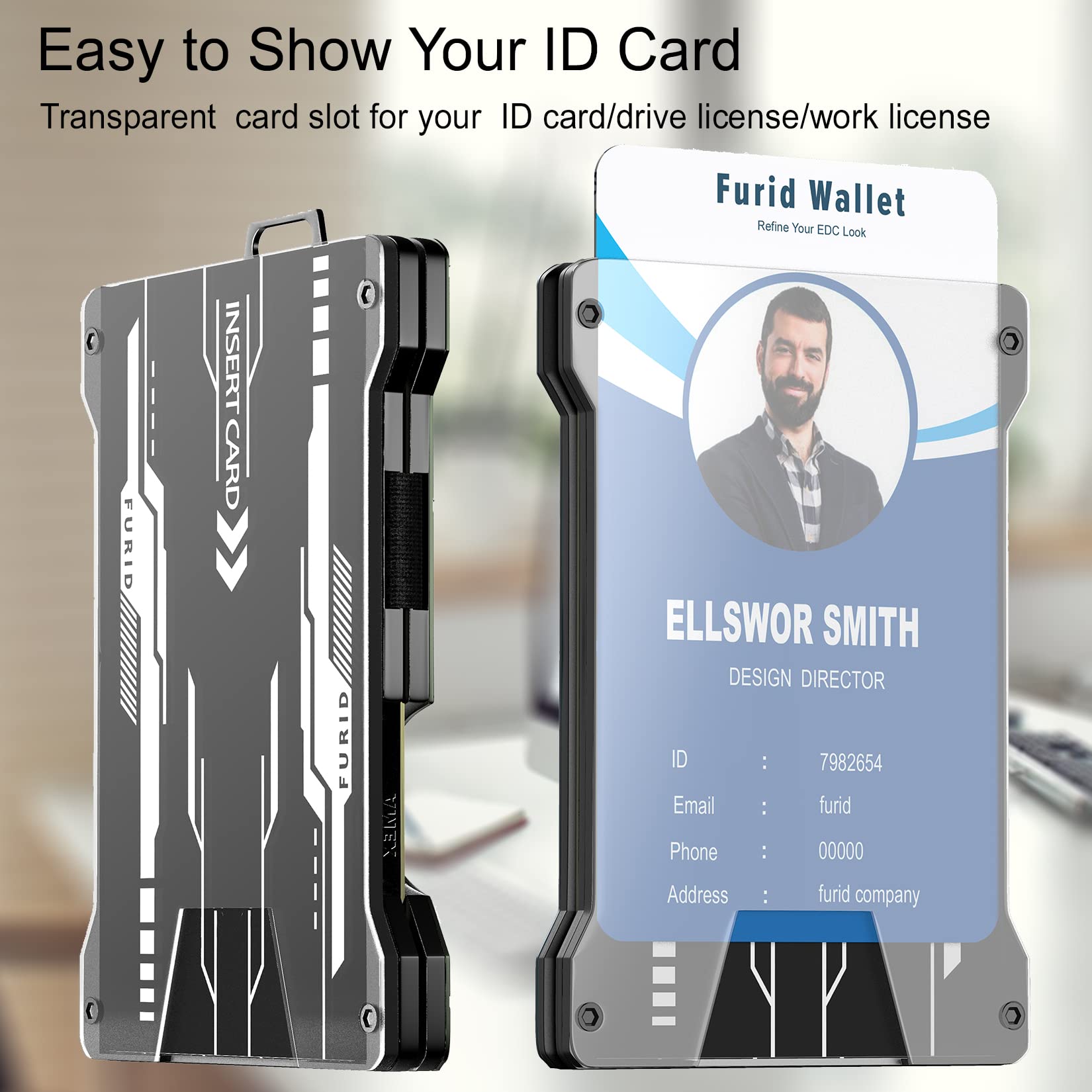 furid Minimalist Wallet for Men Slim: Tactical Wallet - Metal Wallet with Money Clip - RFID Wallet with ID Holder - Credit Card Holder - Front Pocket Wallet for Men