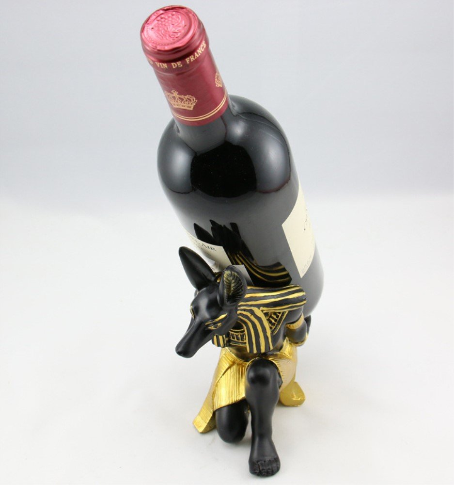 Fantasee Anubis God Wine Rack Holder Ancient Egyptian Deity Wine Bottle Stand Rack Premium Resin Material Novelty Gift for Kitchen Home Room Decoration (Resin - Anubis)