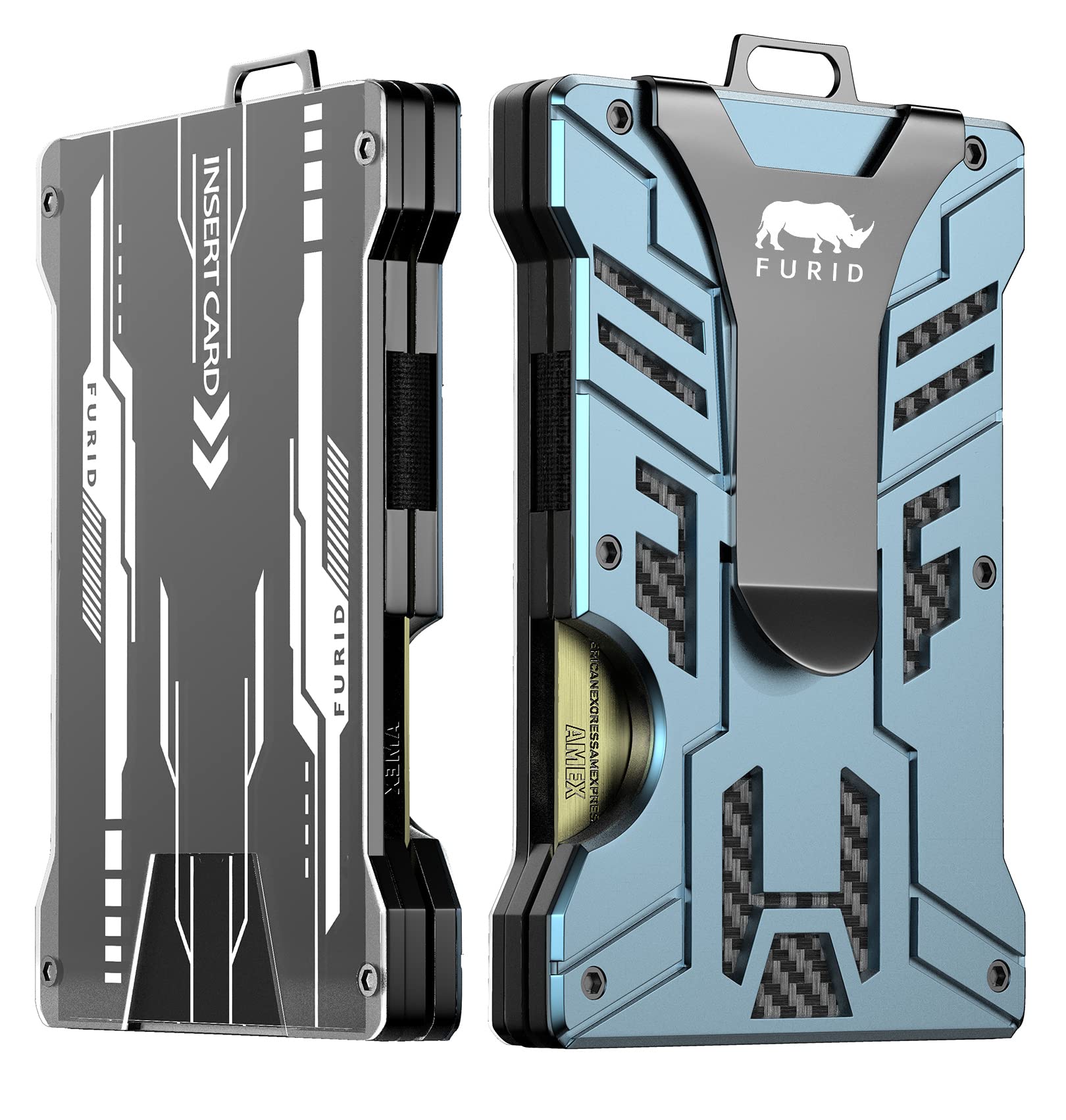 furid Minimalist Wallet for Men Slim: Tactical Wallet - Metal Wallet with Money Clip - RFID Wallet with ID Holder - Credit Card Holder - Front Pocket Wallet for Men