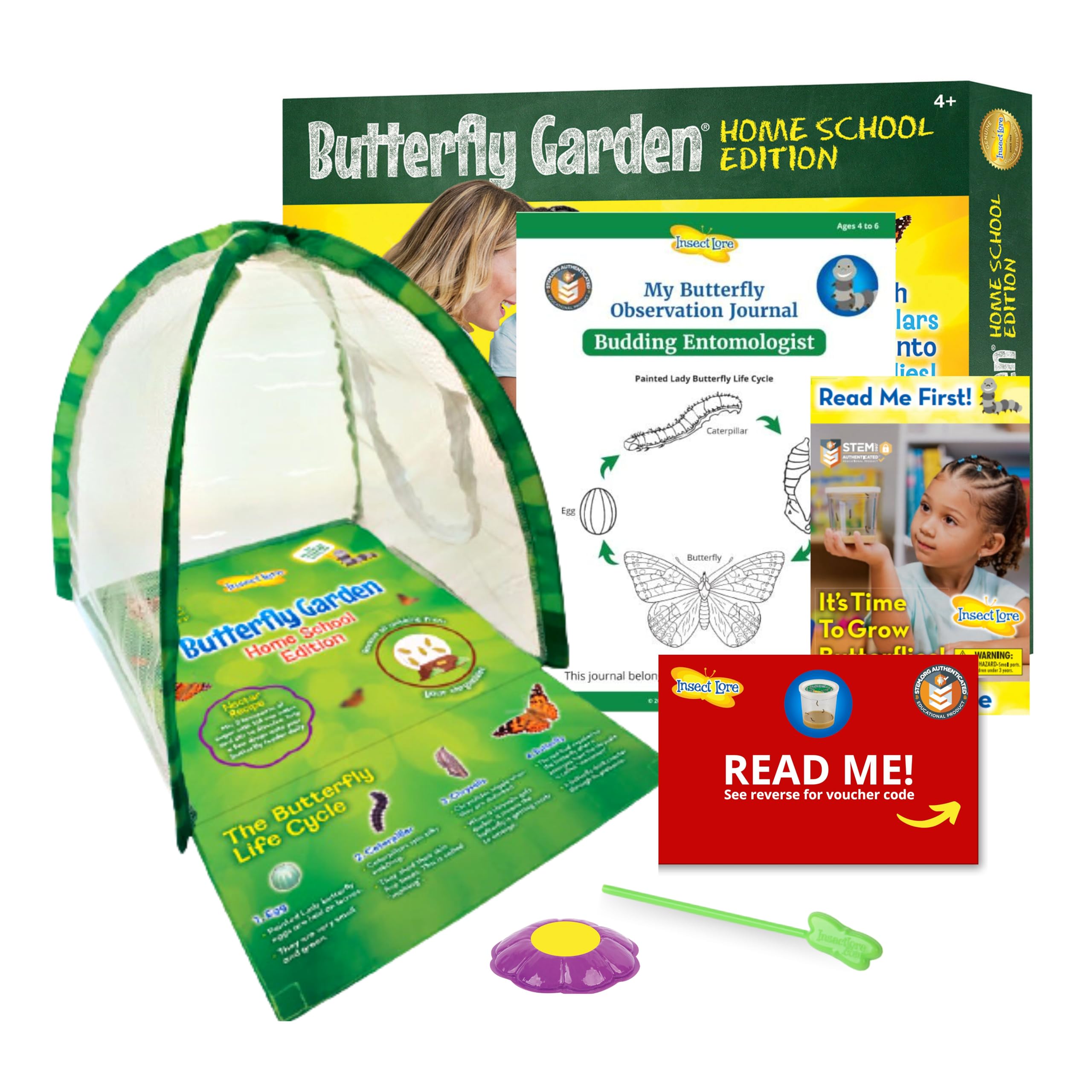 Insect Lore - Butterfly Growing Kit - Clear Front Facing Viewing Panel - Pre-Paid Voucher to Redeem Caterpillars Later β Life Science & STEM Education β Butterfly Science Kit