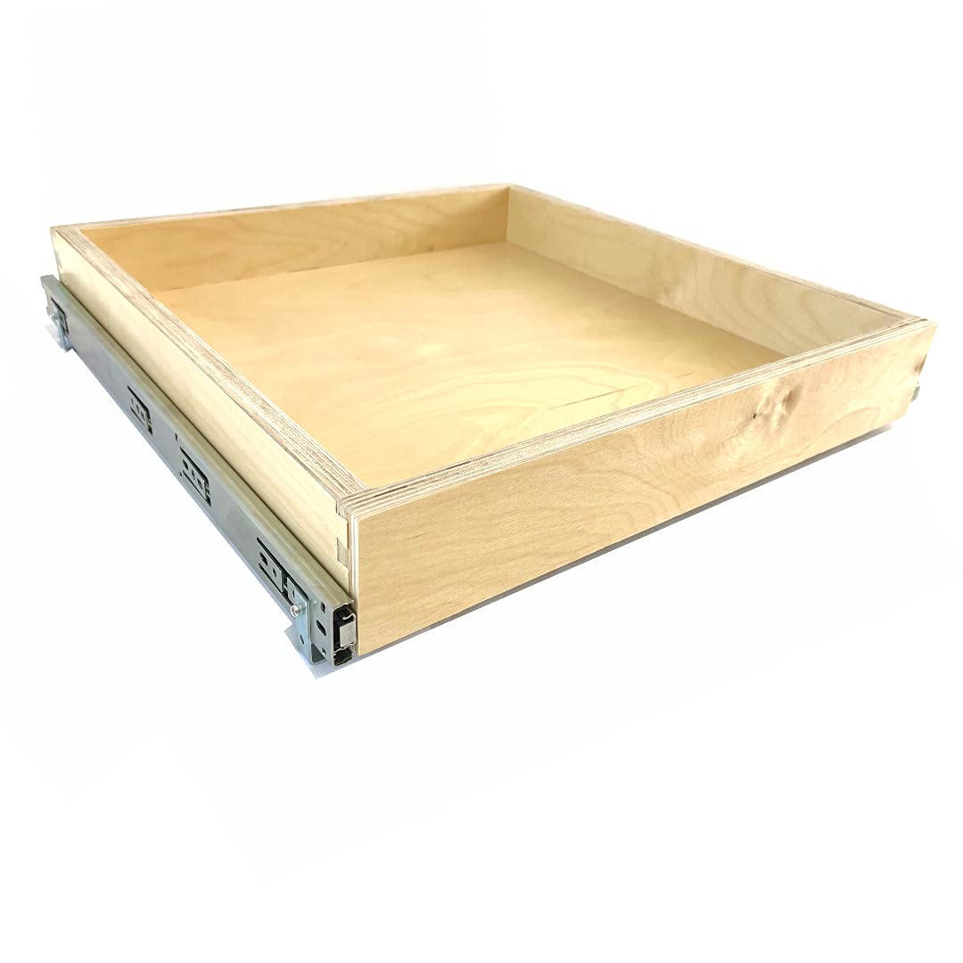 Sublime Design | Bottom Mount | Pull Out Tray | Baltic Birch Drawer for Kitchen Cabinets | Slide Out Shelves | Roll Out Cabinet Organizer (23" Wide)