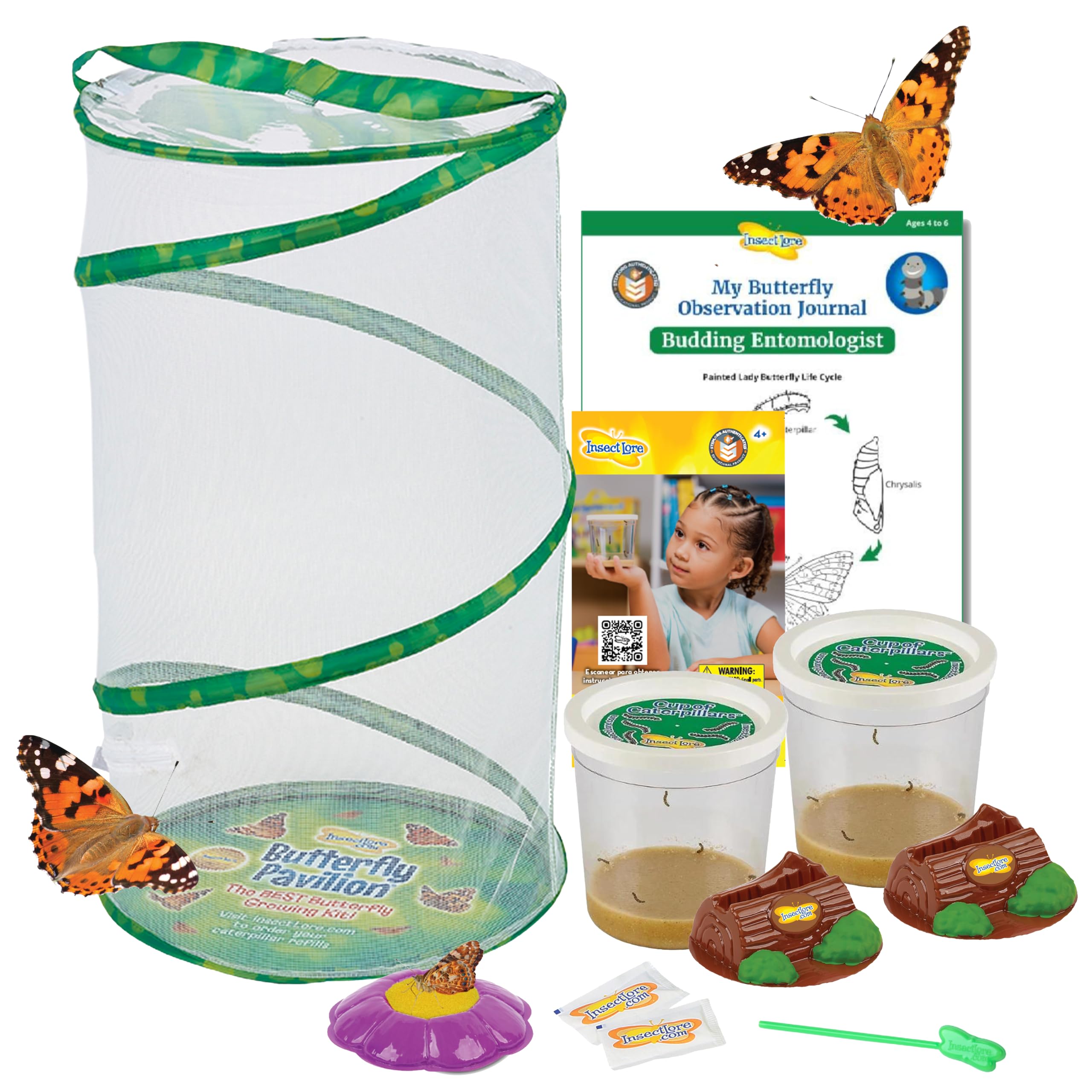 Insect Lore Butterfly Pavilion: Pavilion Habitat and Two Live Cups of Caterpillars with STEM Butterfly Journal β Life Science & STEM Education β Butterfly Kit