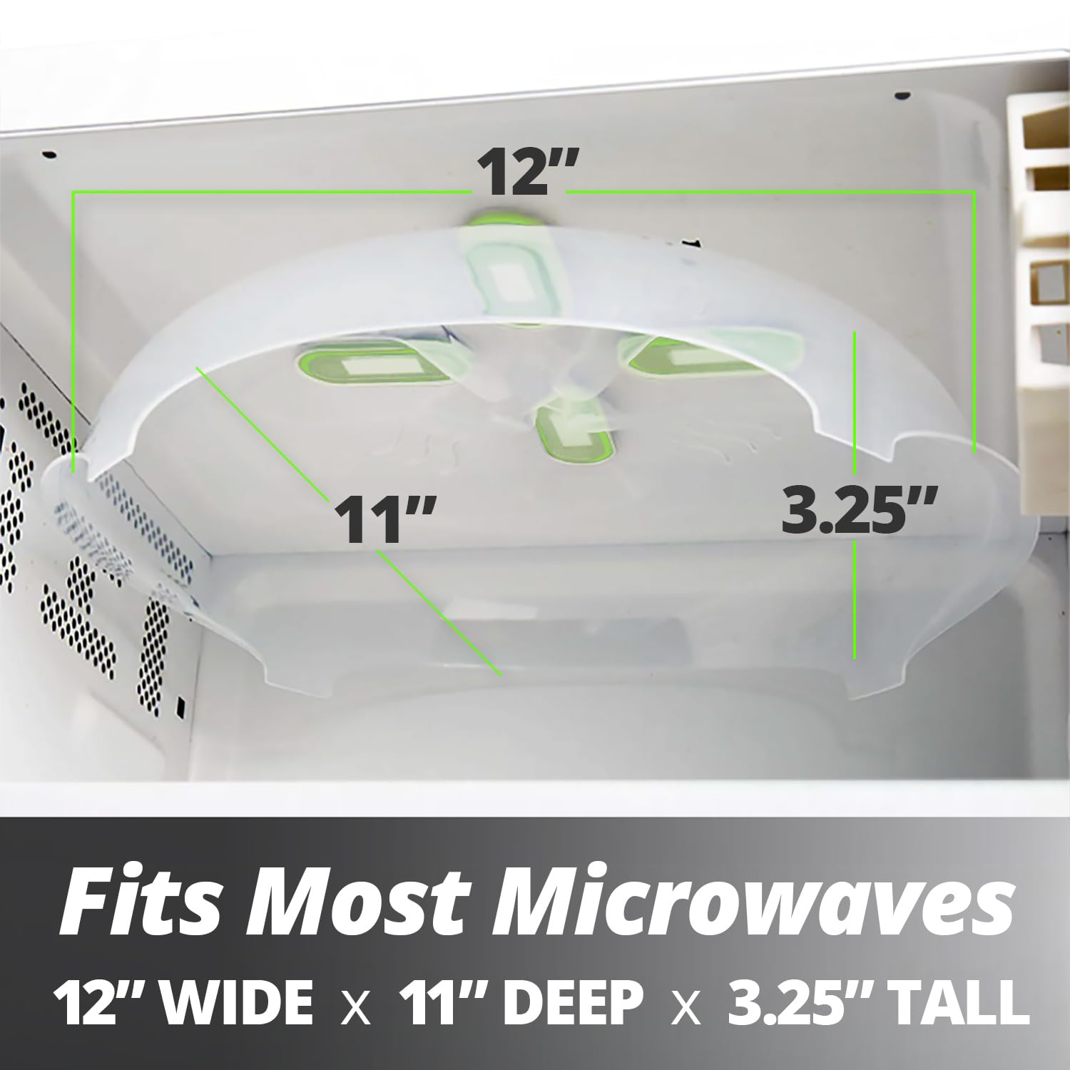 Magnetic Microwave Splatter Cover Shield Guard For Food Plate Dish for Microwave Oven Cooking Anti-Splatter Lid with Steam Vents BPA Free Large | Green Hover Cover