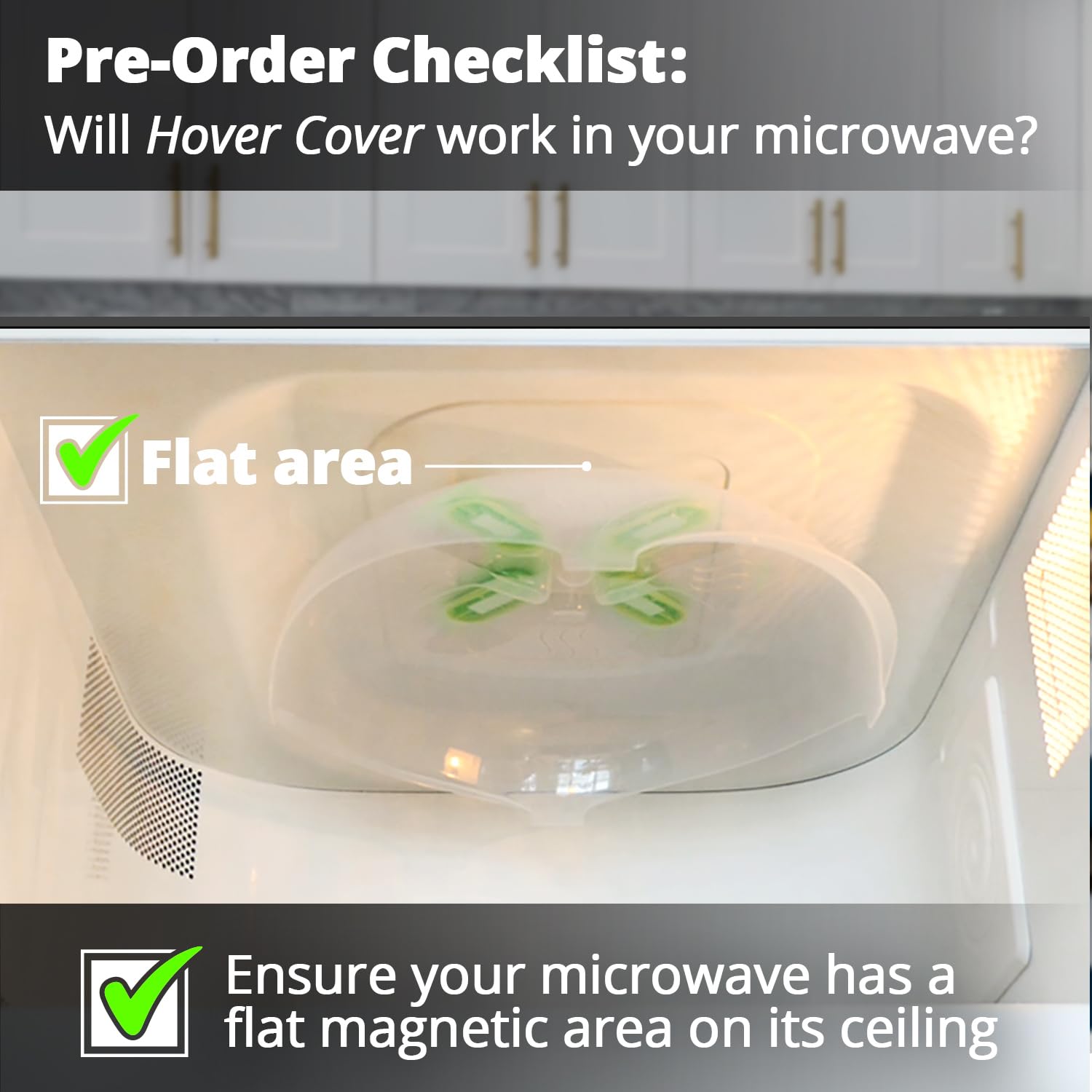 Magnetic Microwave Splatter Cover Shield Guard For Food Plate Dish for Microwave Oven Cooking Anti-Splatter Lid with Steam Vents BPA Free Large | Green Hover Cover