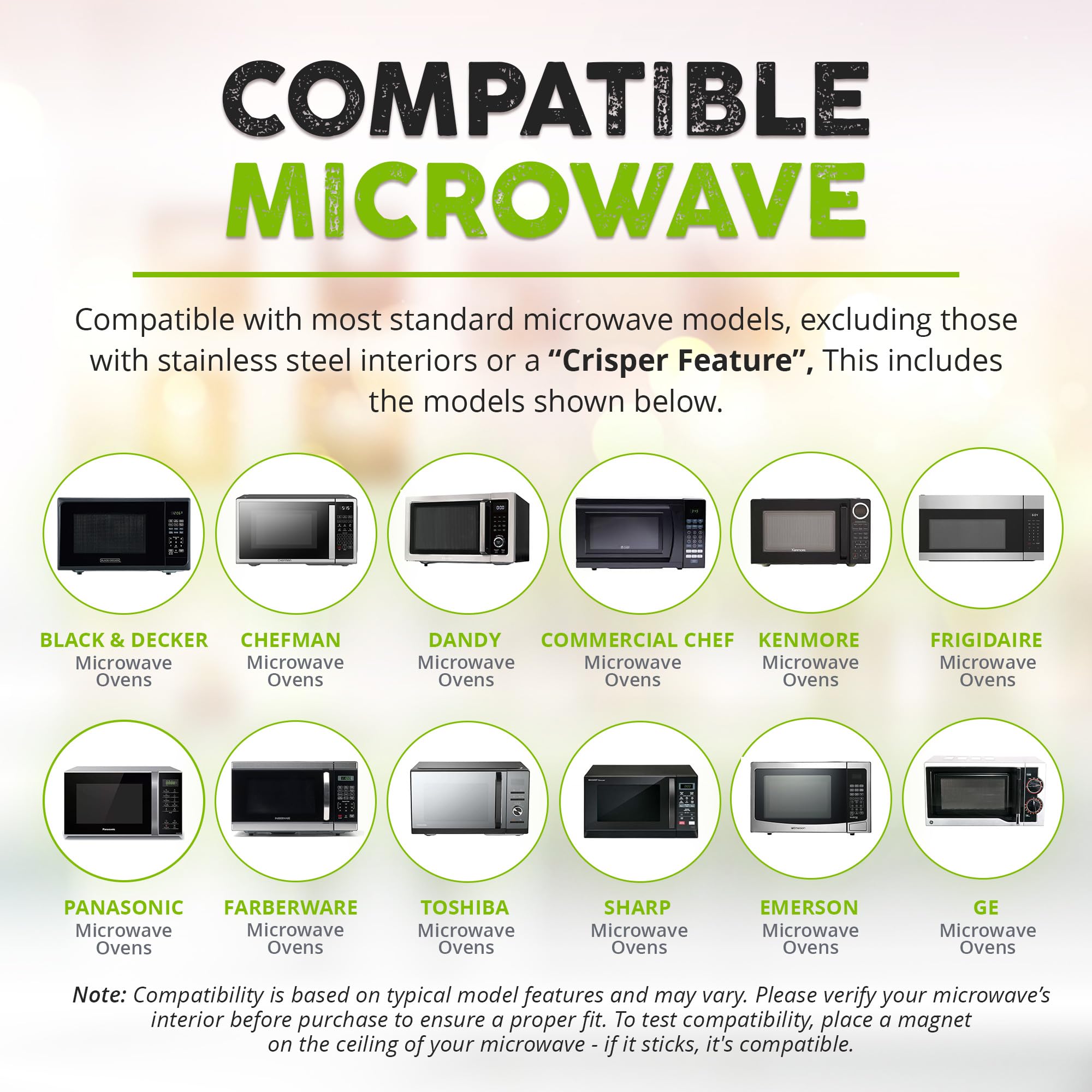 Magnetic Microwave Splatter Cover Shield Guard For Food Plate Dish for Microwave Oven Cooking Anti-Splatter Lid with Steam Vents BPA Free Large | Green Hover Cover