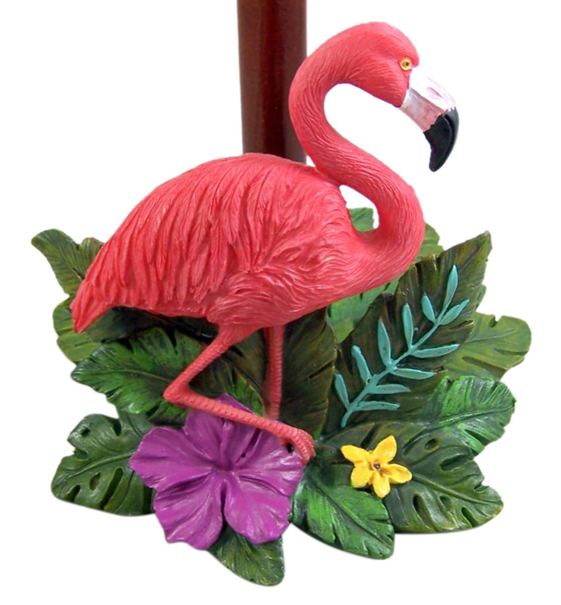 Tropical Flamingo and Palm Leaf Paper Towel Holder, 15 Inches